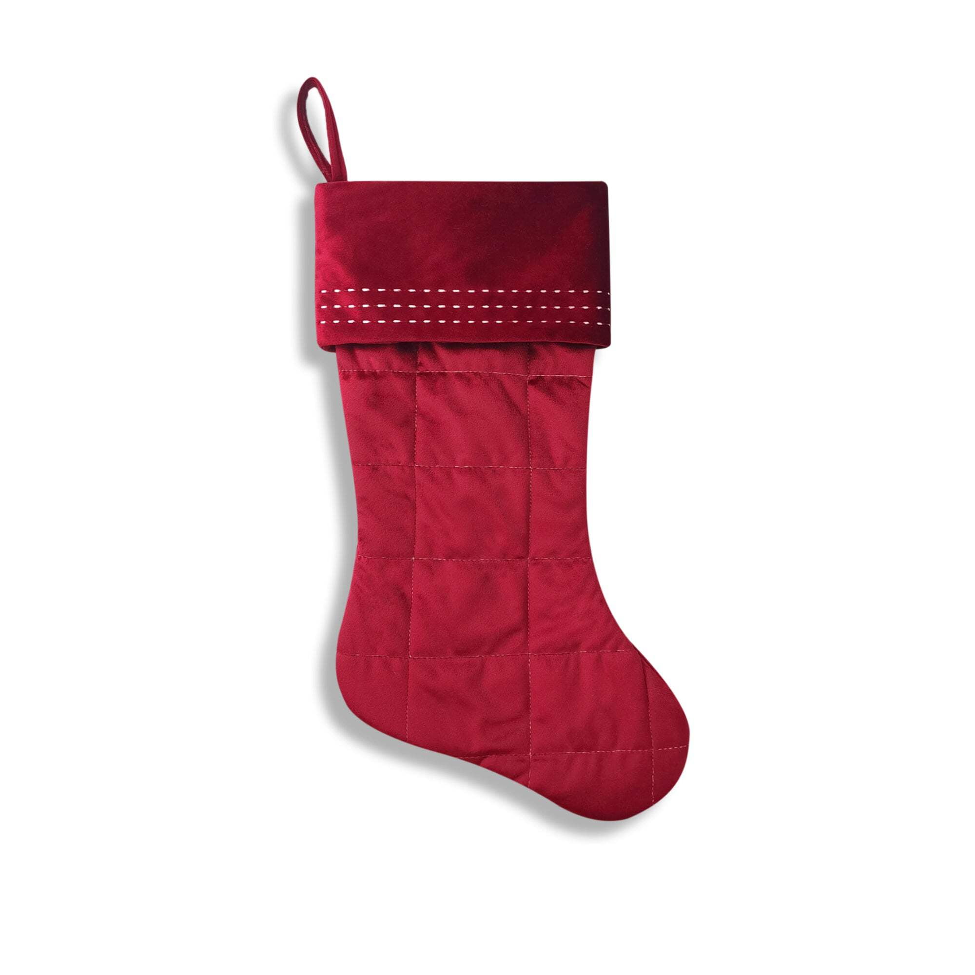 Quilted Velvet Christmas Stocking with Pick-Stitch Detail - Walmart.com