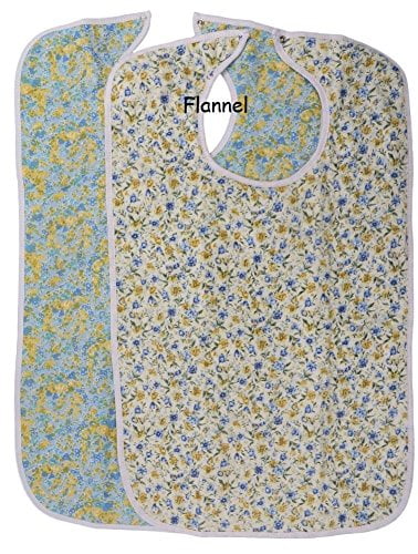 Quilted Washable Adult Bib with Snap Closure-Assorted Prints-2 per ...