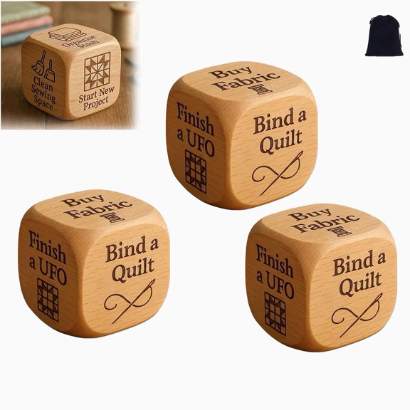 Quilter's Dice - Handmade Wooden Decision Dice with 6 Engraved Sewing ...