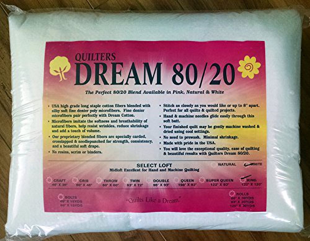 Quilter's Dream 80/20, White, Select Loft Batting - King Size 122"X120 ...
