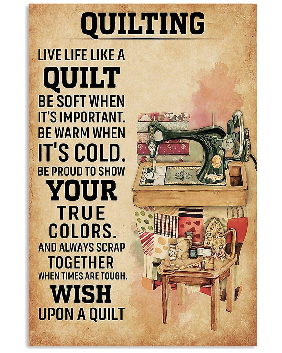 Quilting Metal Sign Sewing Room Decor Live Life Like A Quilt Tin Poster ...