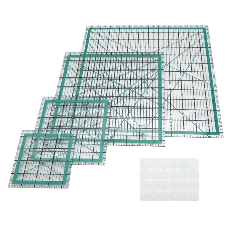 Quilting Rulers,4 Square Quilting Templates Acrylic Rulers with 24 Non ...