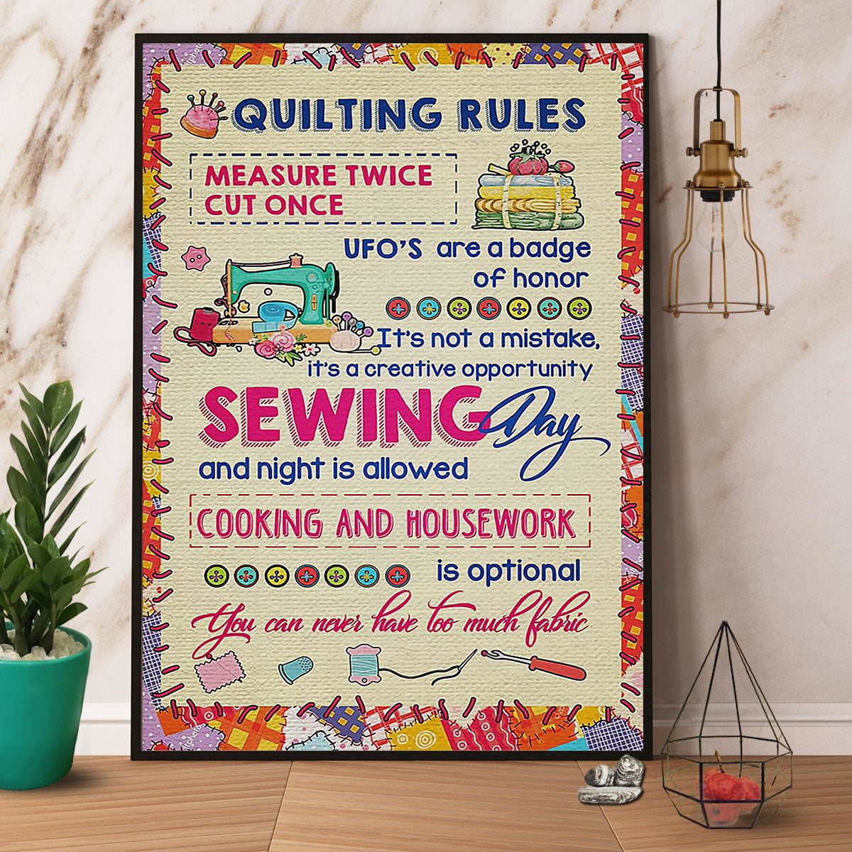 Quilting Rules Sewing Day Cooking And Housework Paper Poster No Frame ...