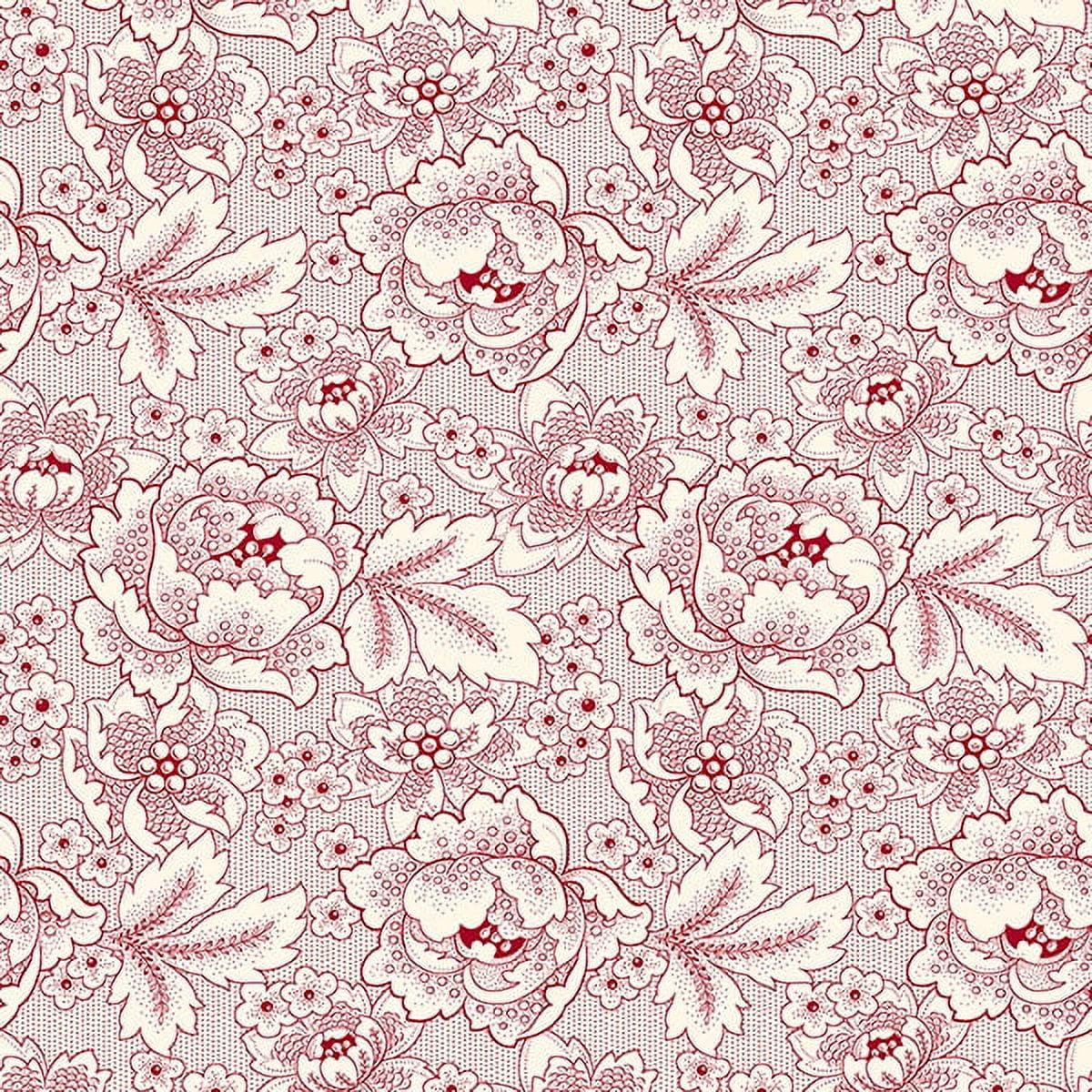 Quilting Treasures Colebrook Peony Floral Pico Cream Red 100% Cotton ...