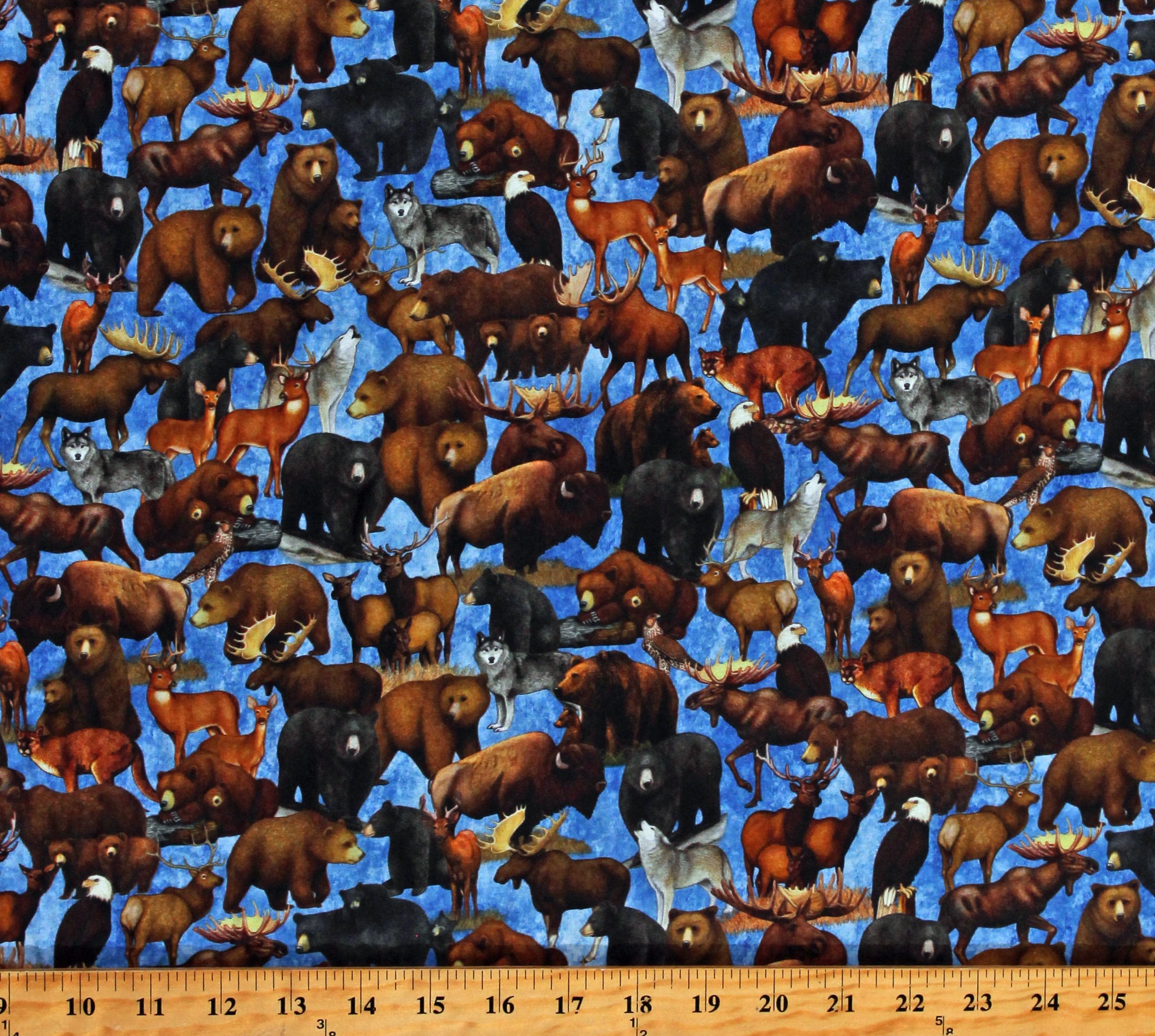 Quilting Treasures Fabrics Dan Morris Untamed Mountain Animal Collage ...