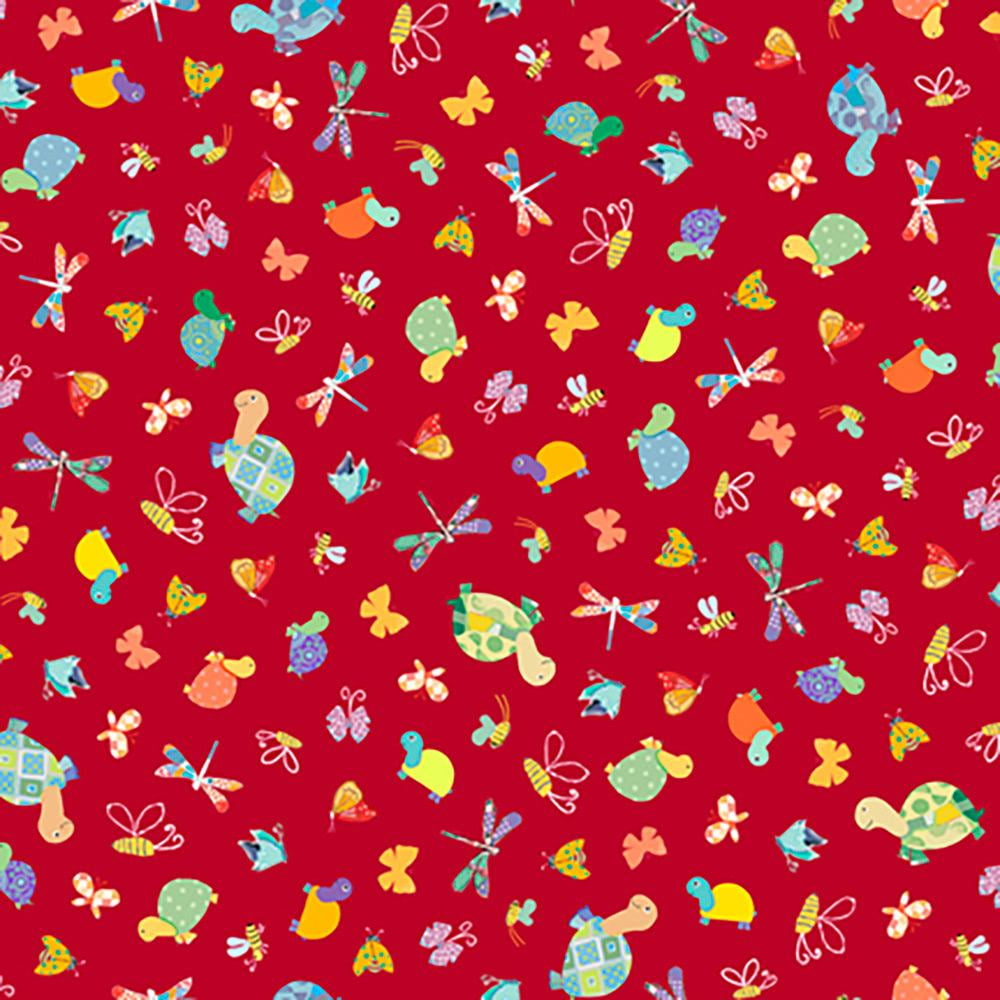 Quilting Treasures Slow Poke Red Turtles and Bugs 100% Cotton Fabric sold by the yard - Walmart.com