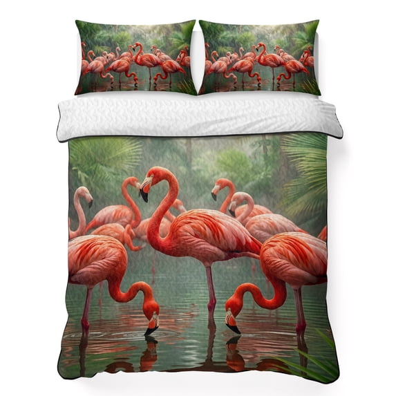 Quilts Full Size Bedding Set, Flamingo Lightweight Quilted Comforter ...