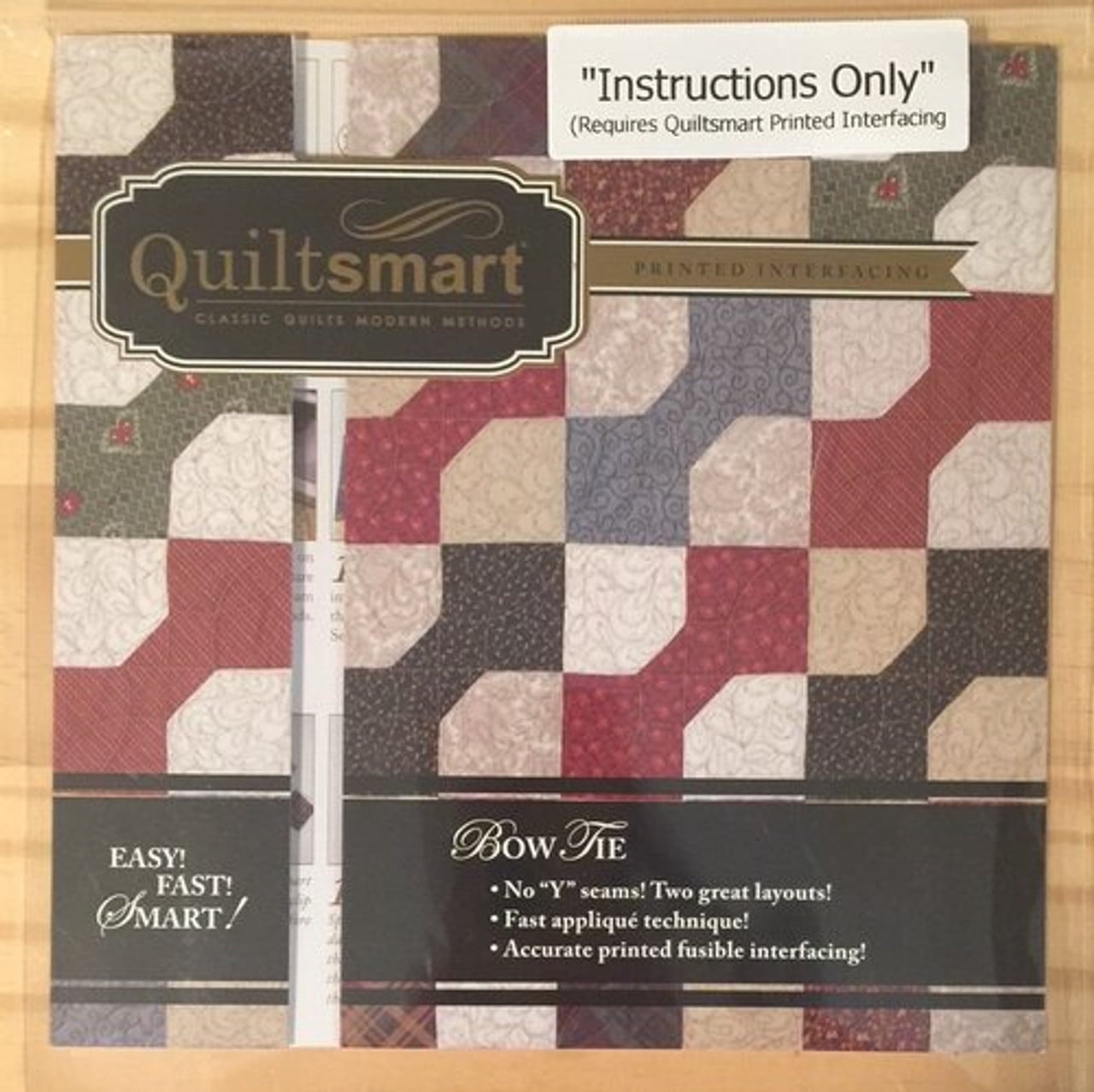 Quiltsmart Bow Tie Quilt Printed Interfacing Kit Pack - Walmart.com