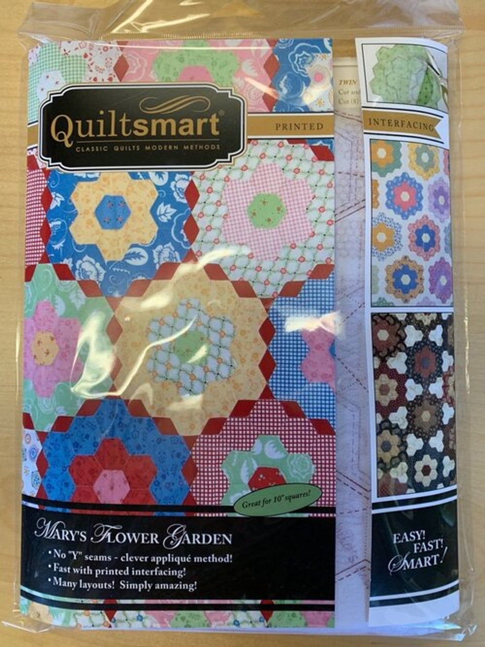 Quiltsmart Mary's Flower Garden Quilt Printed Interfacing Kit Pack ...