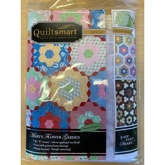 Quiltsmart Mary's Flower Garden Quilt Printed Interfacing Kit Pack ...