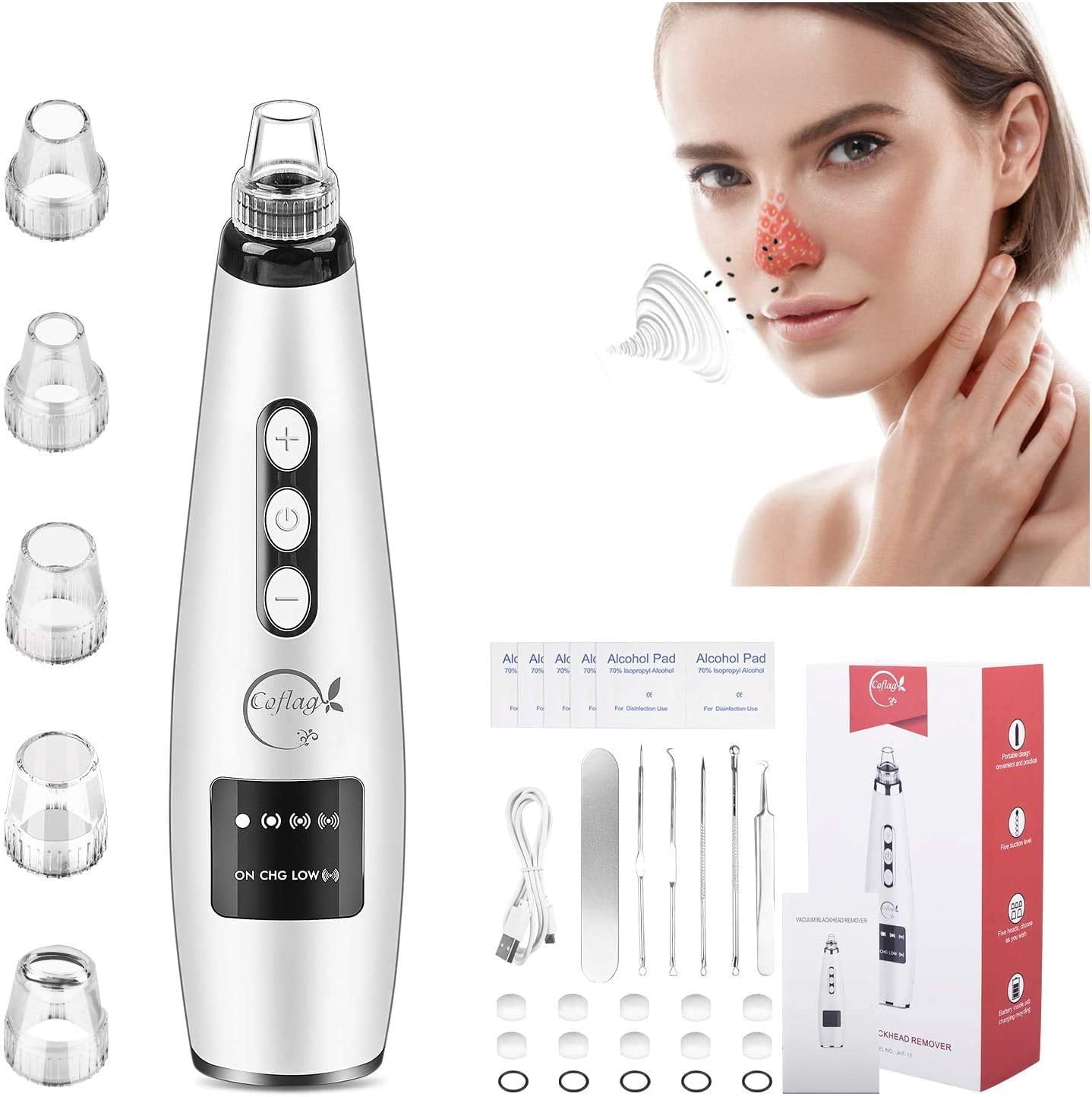 Quimat Electric Facial Pore Vacuum Cleaner Acne Comedone Extractor Tool ...