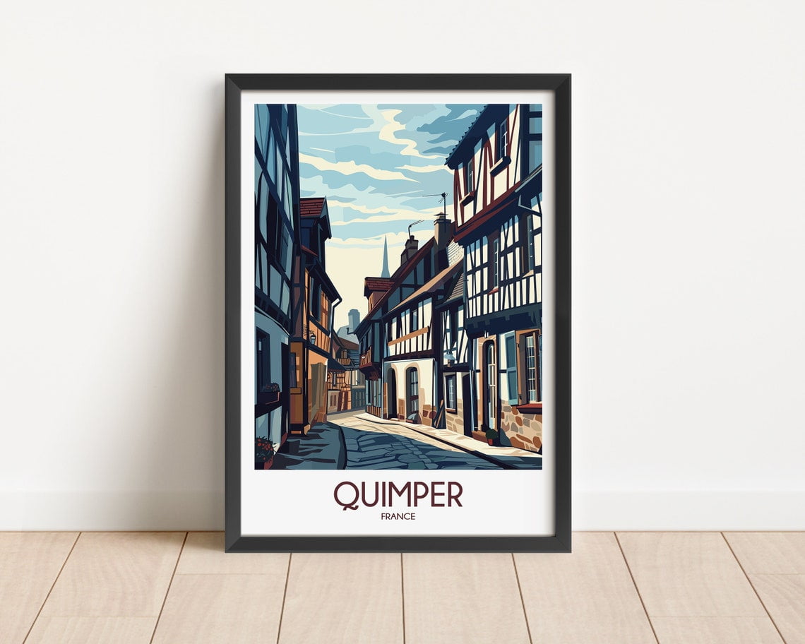 Quimper Poster France Scenic Historic Town Wall Art Decor, Unframed ...