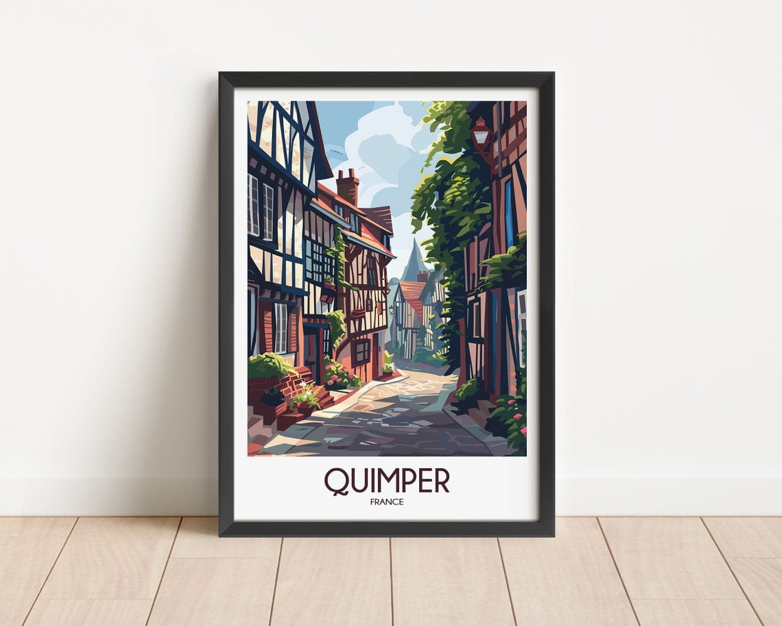 Quimper Poster France Travel Scenic Town Wall Art Decor, Unframed ...
