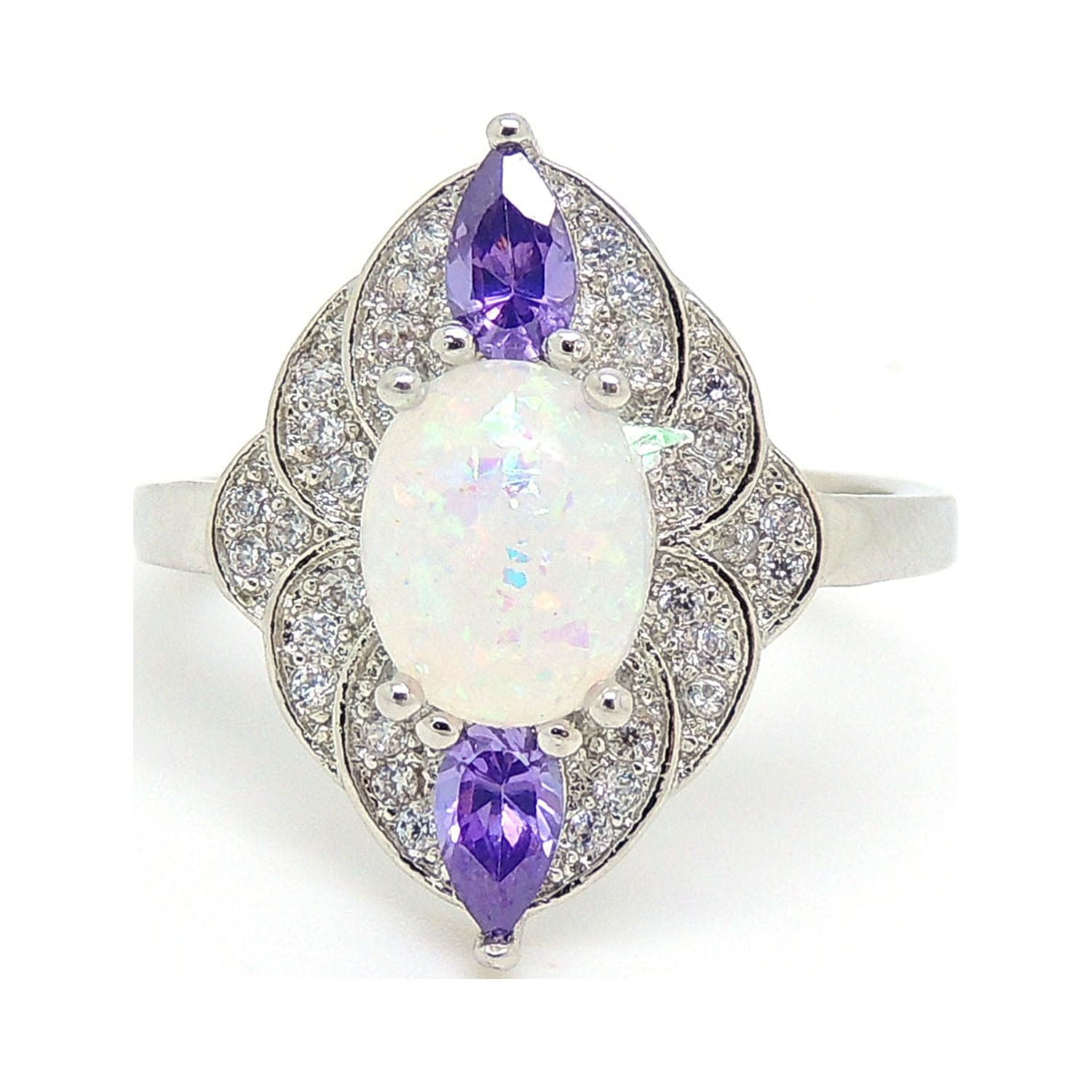 Quin Created Fire Opal Purple Cz Ring Women Ginger Lyne Collection ...