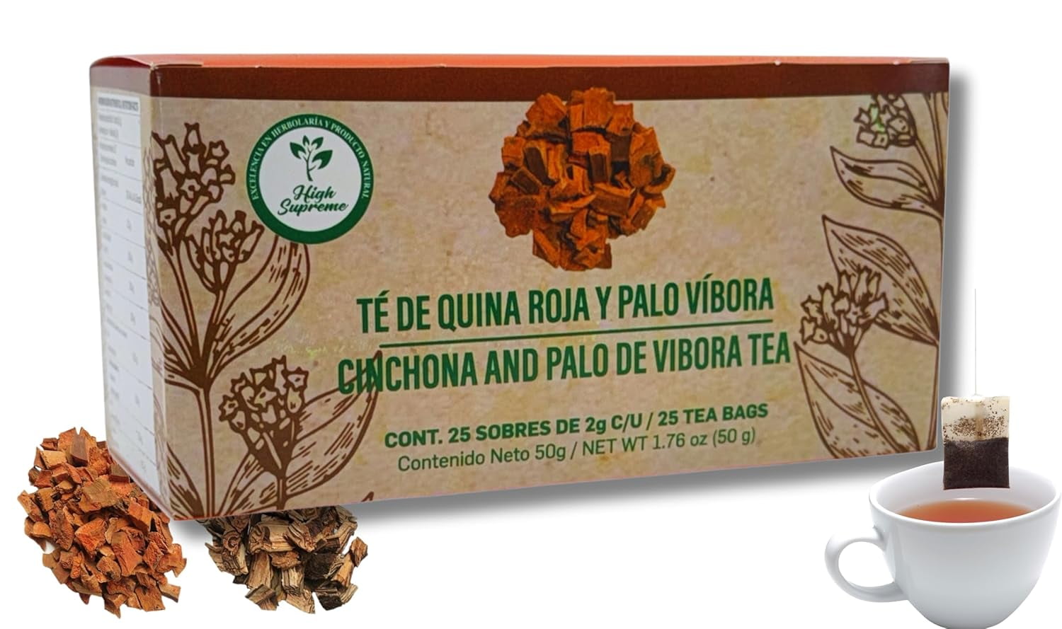 Quina Roja(chinona) & Palo de Víbora Tea – 100% Natural, Vegan, Hecho ...