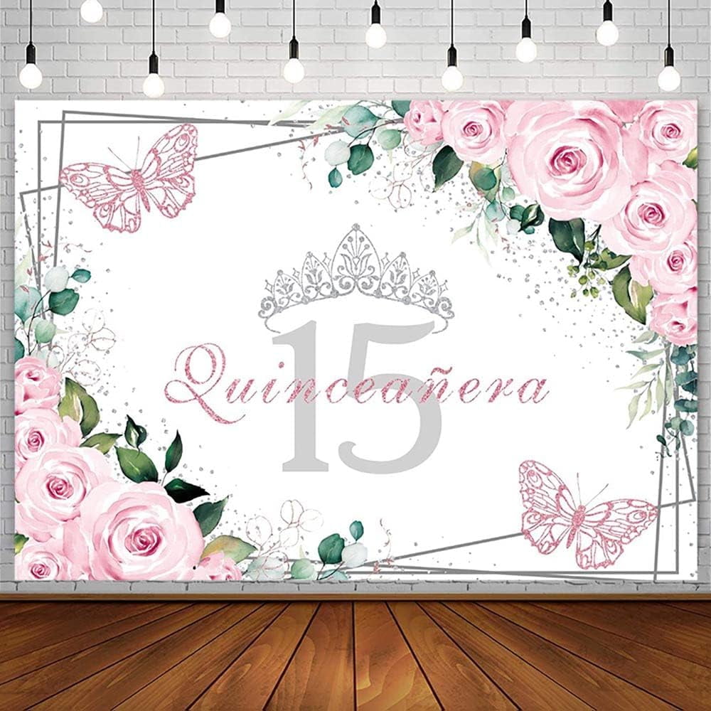 Quinceañera Backdrop Mis Quince 15 Anos Birthday Party Decoration ...