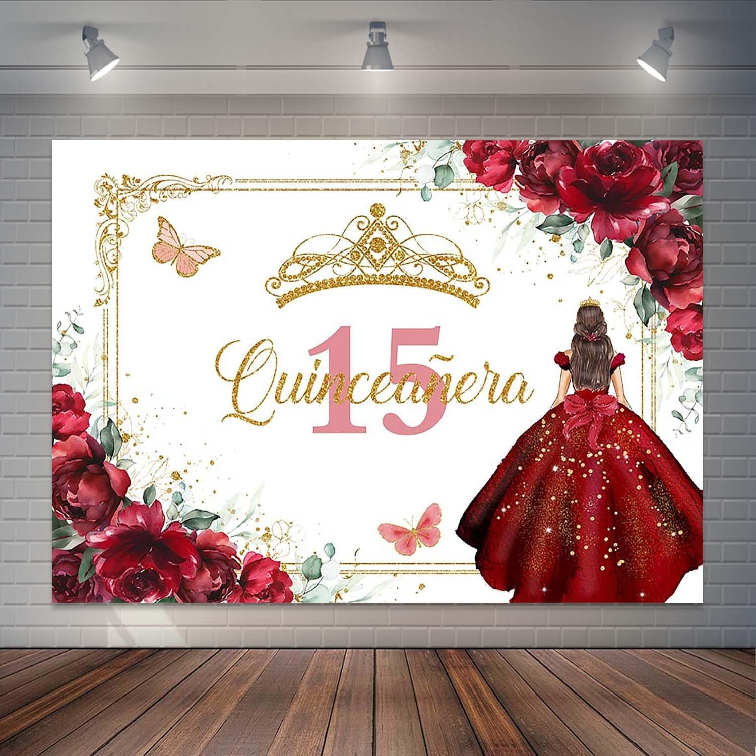 Quinceañera Birthday Backdrop Mis Quince Anos 15th Birthday Party ...