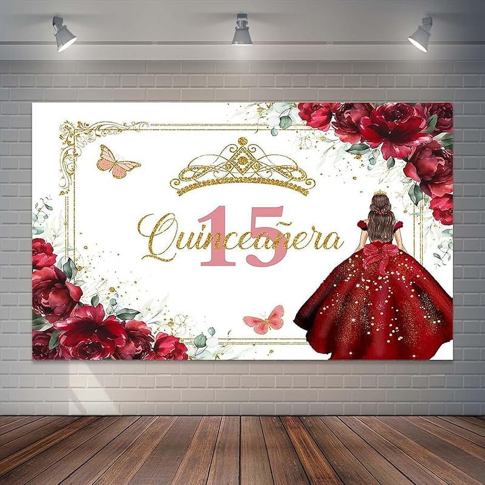 Quinceañera Birthday Backdrop Mis Quince Anos 15th Birthday Party ...