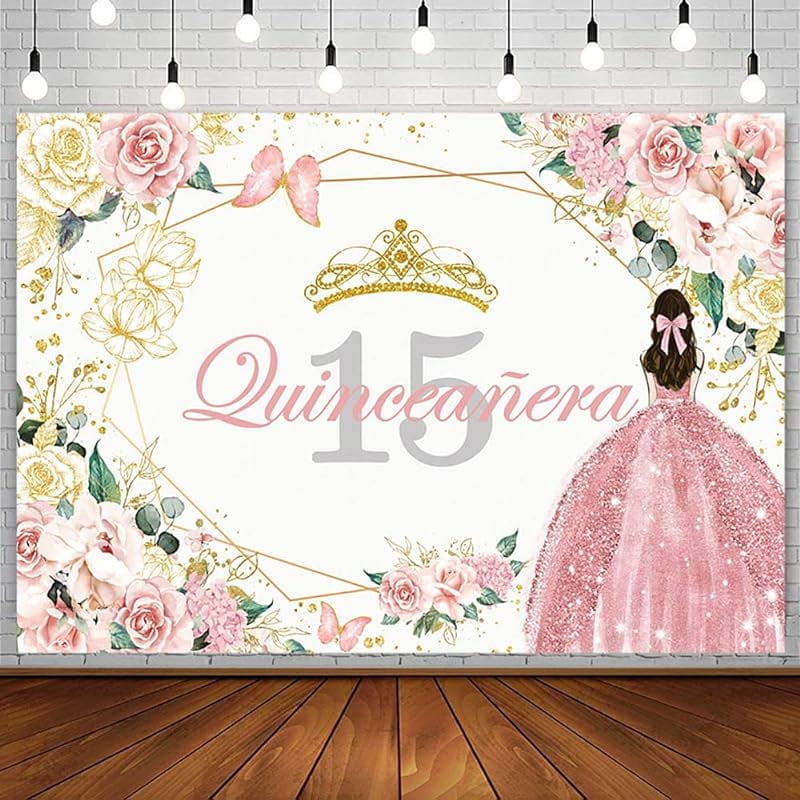 Quinceanera 15th Birthday Backdrop for Sweet Girl Mis Quince Anos Party ...