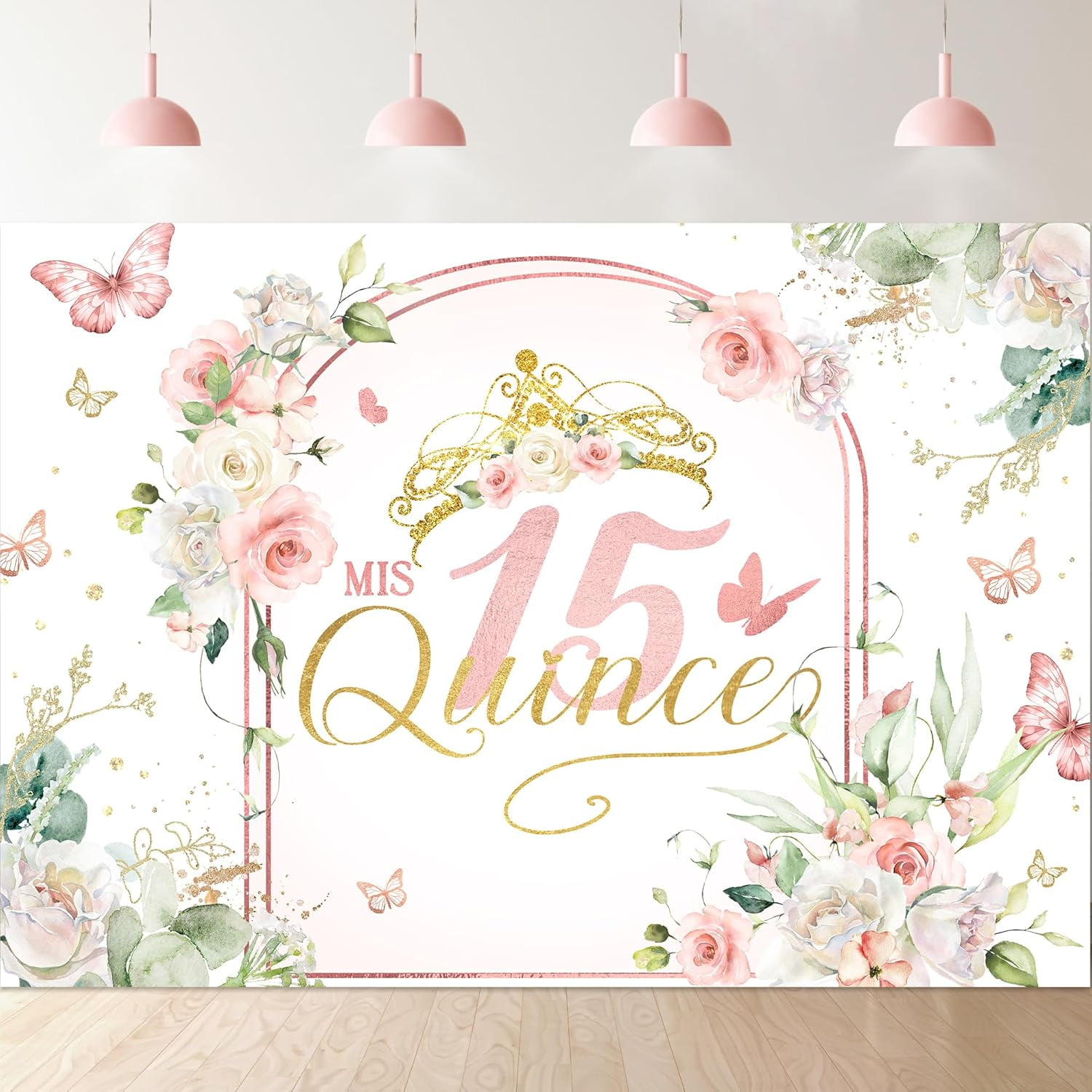 Quinceanera Backdrop Mis Quince 15th Birthday Backdrop for Girls Pink ...