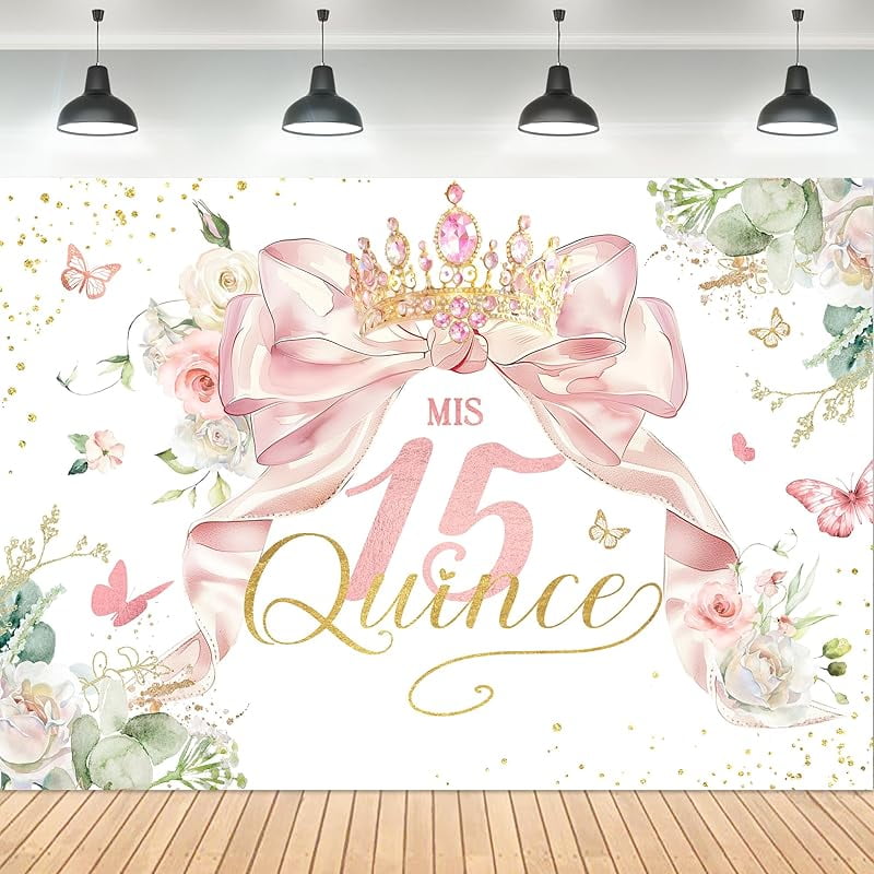 Quinceanera Birthday Backdrop Girls Mis Quince 15th Birthday Backdrop ...