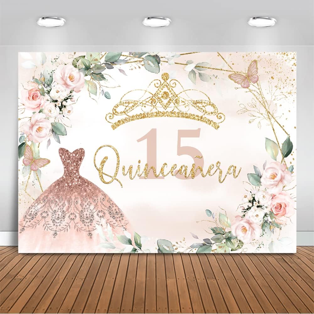 Quinceanera Birthday Backdrop for Sweet Girl Mis Quince Anos 15th ...