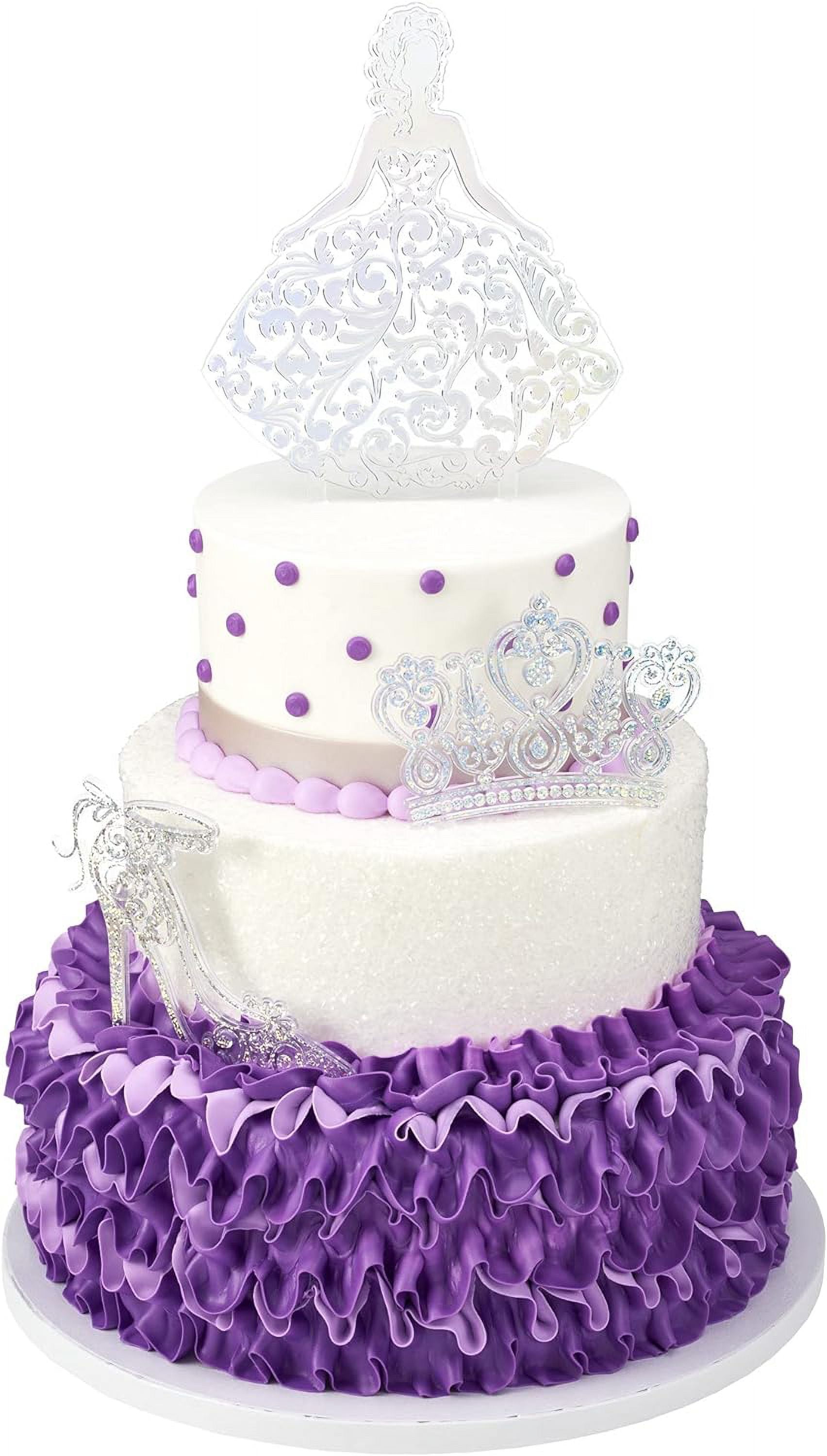 Quinceanera Cake Topper, Glitter Cake Topper, Silver Cake Decoration, 3 ...