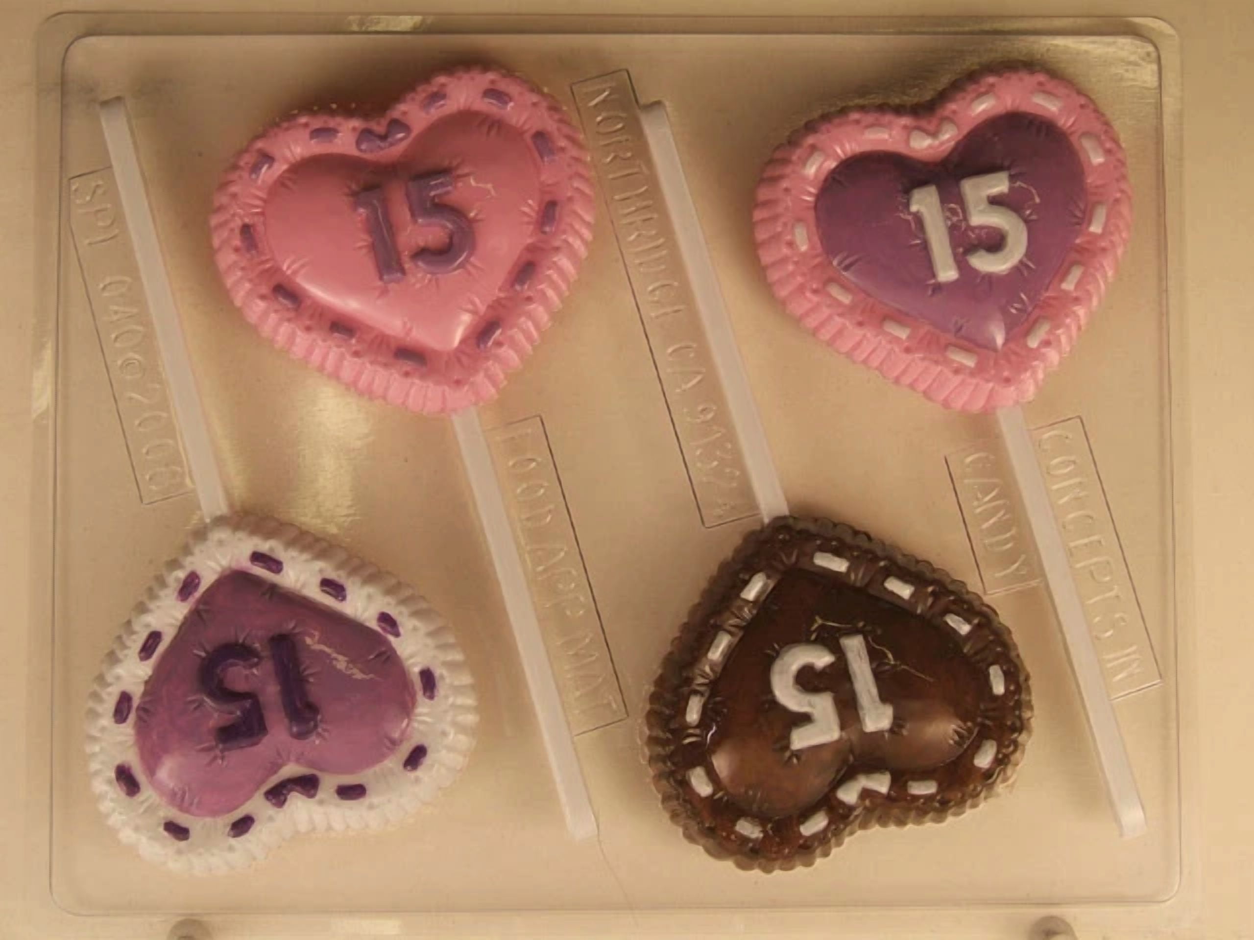Quinceanera Heart 15 Fancy Edge Lollipop Diy Chocolate Candy Mold Party ...