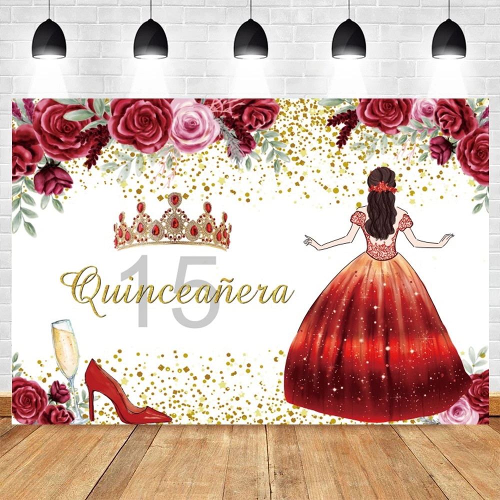 Quinceanera Sweet 15 16th Princess Backdrop for Photography Birthday ...