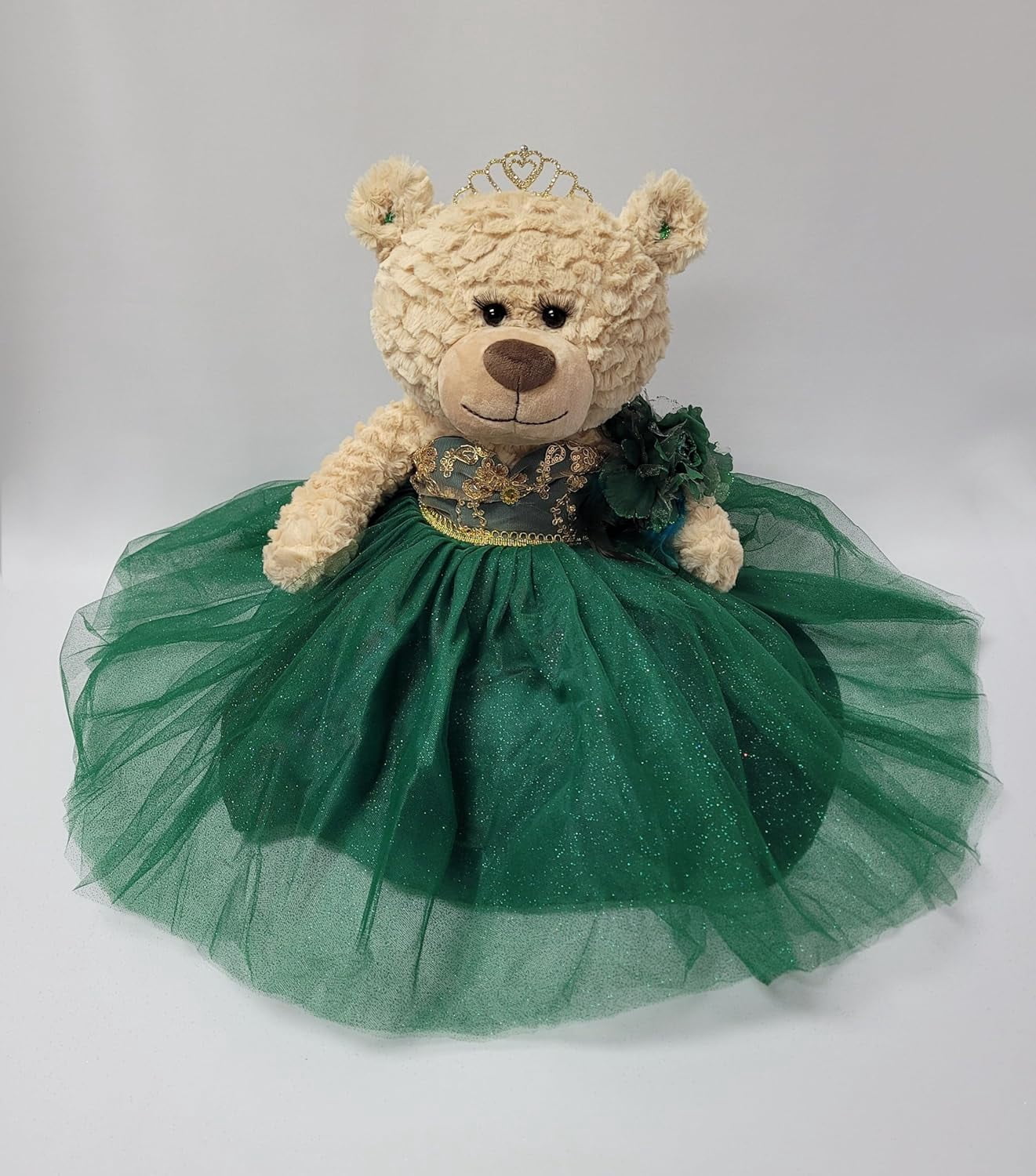 Quinceanera Teddy Bear in Emerald Green Dress, Centerpiece & Decoration ...
