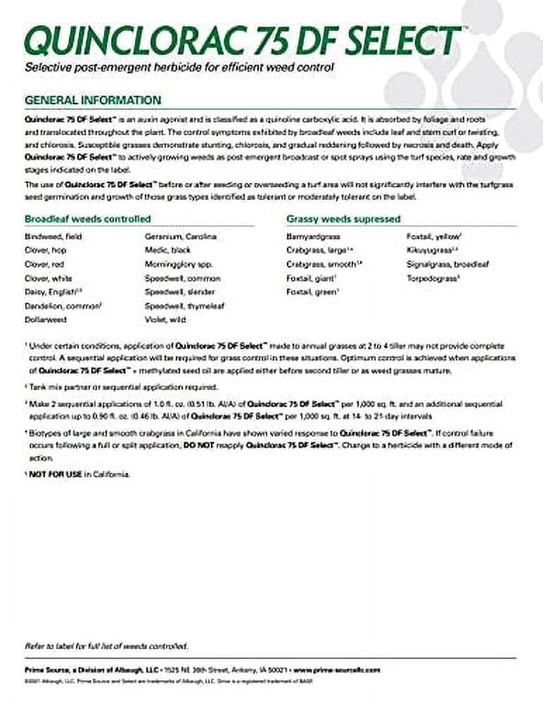 Quinclorac 75 Herbicide - Pound (Drive 75, Quinstar) by - Walmart.com