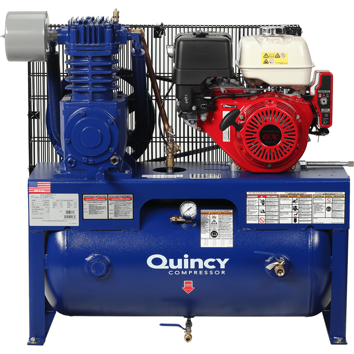 Quincy Compressors 13 HP 30 Gallon Two-Stage Horizontal 230V Air ...