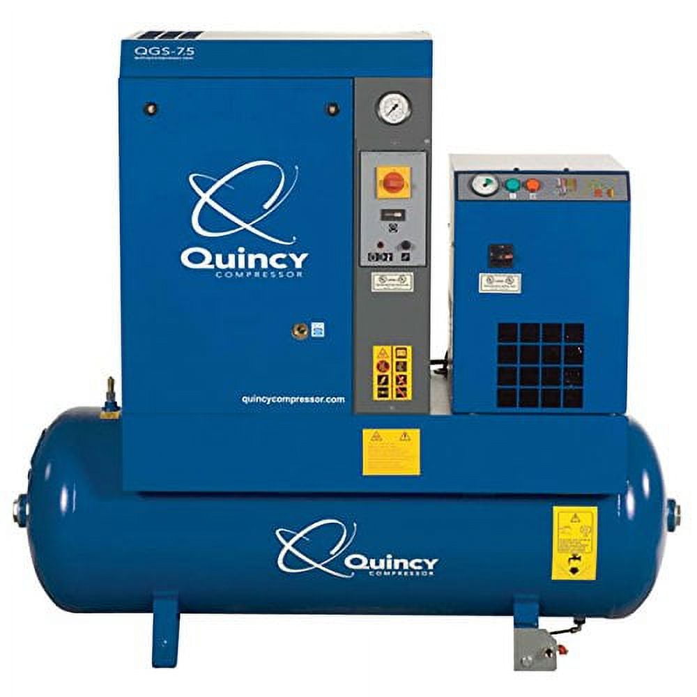 Quincy QGS Rotary Screw Compressor with Dryer - 15 HP, 208/230/460V 3 ...