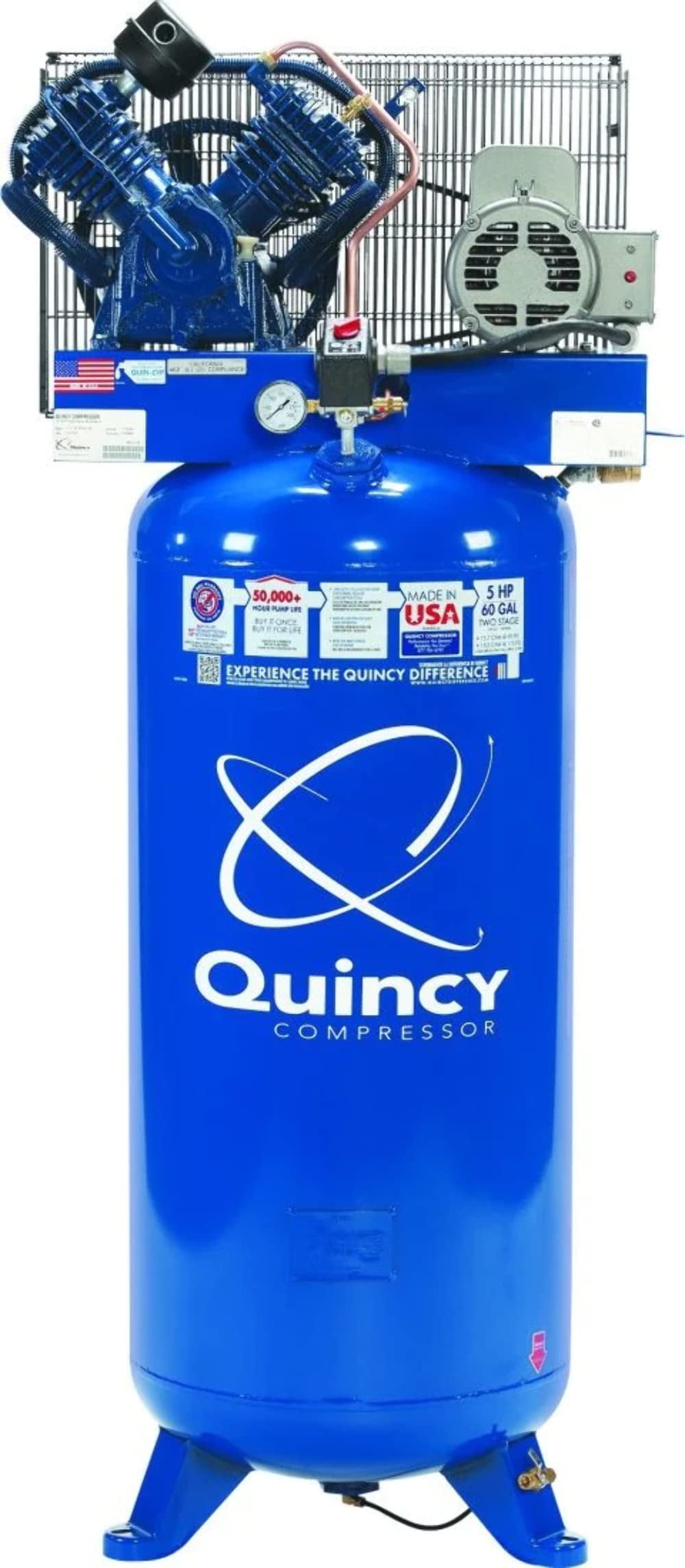 Quincy QT-54 2Stage Reciprocating Air Compressor 5HP 230V 1 Phase 60 ...