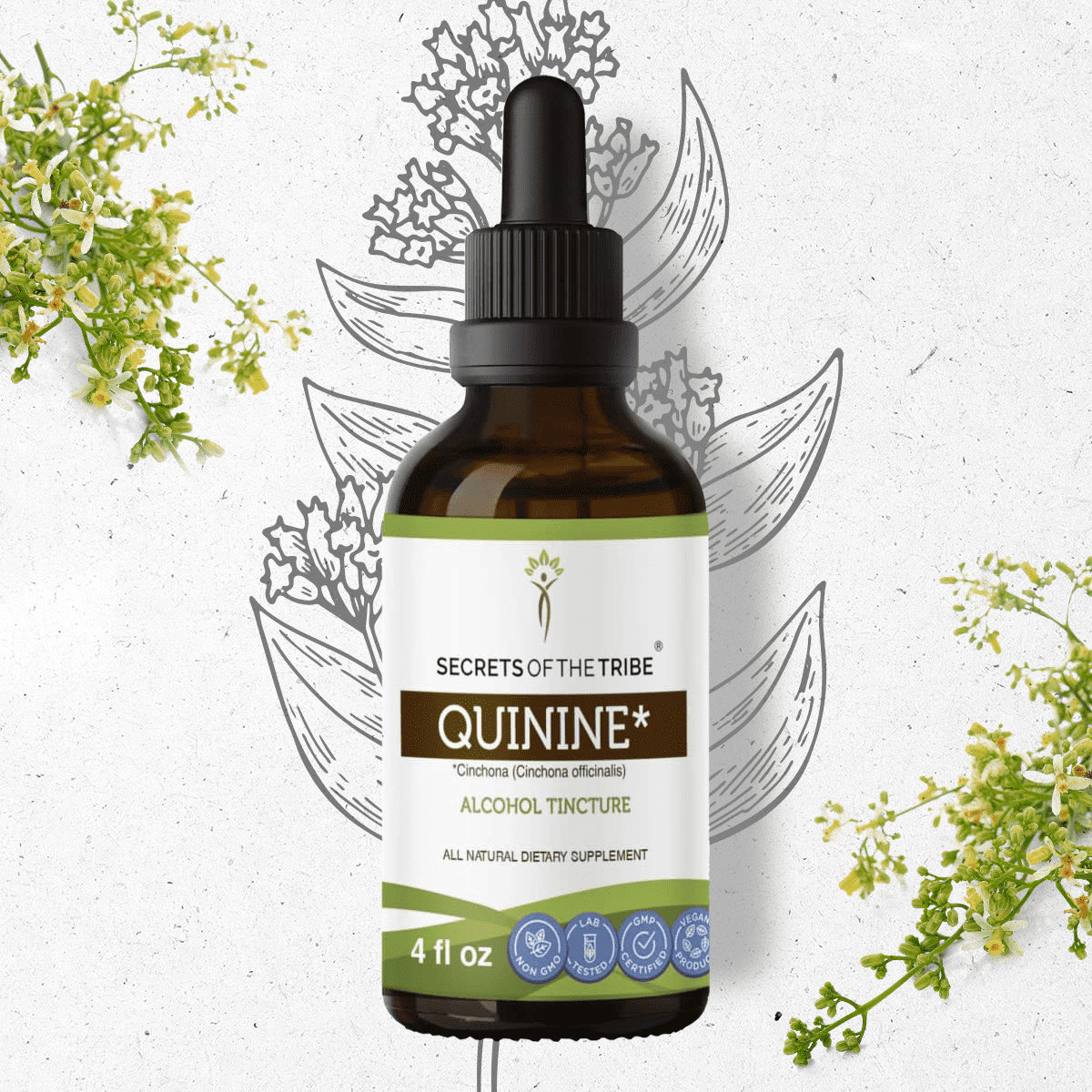 Quinine Tincture Alcohol Extract, Wildcrafted Cinchona Cinchona ...