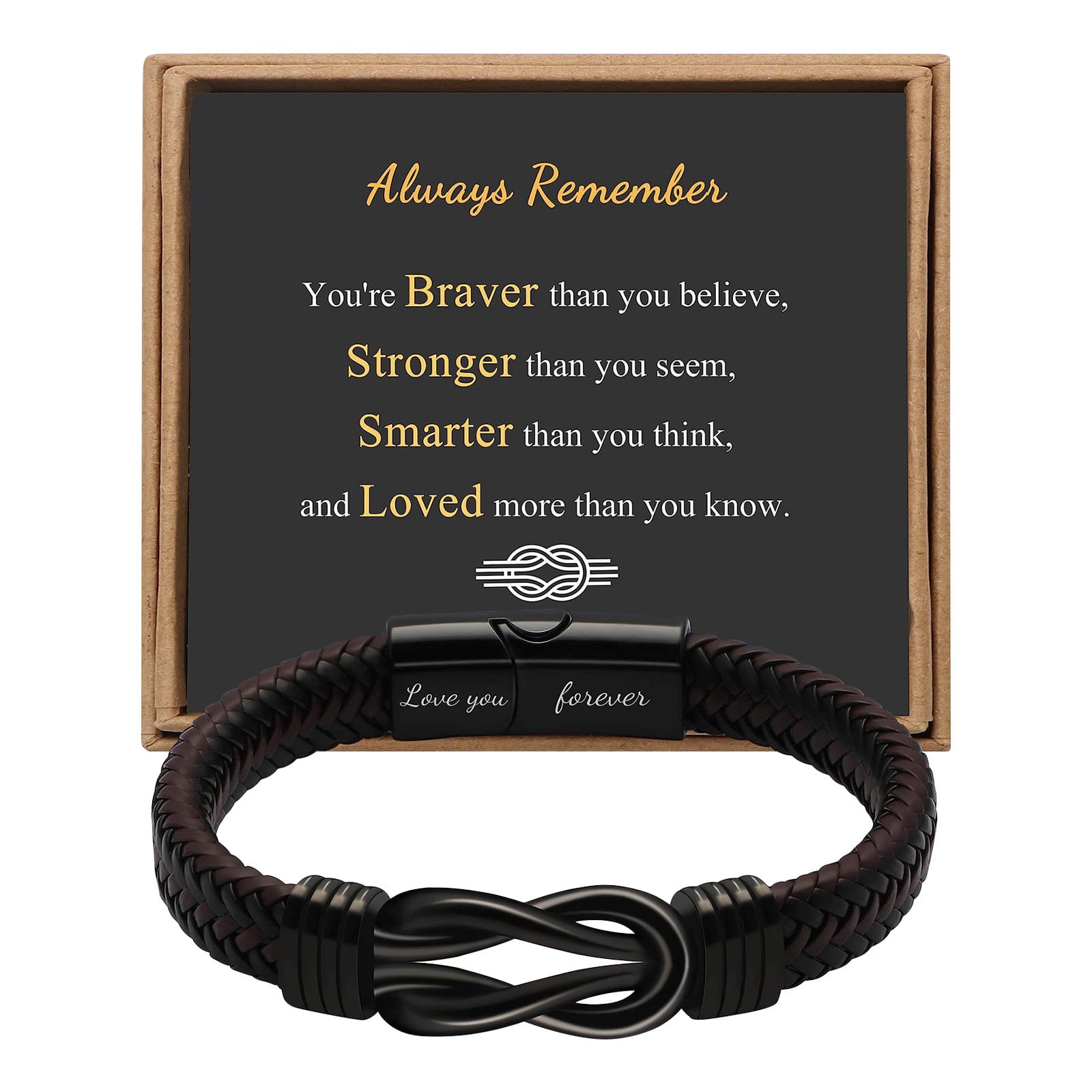 Quinlirra 1Pc Stainless Steel Braided Leather Bracelet for Men Women ...