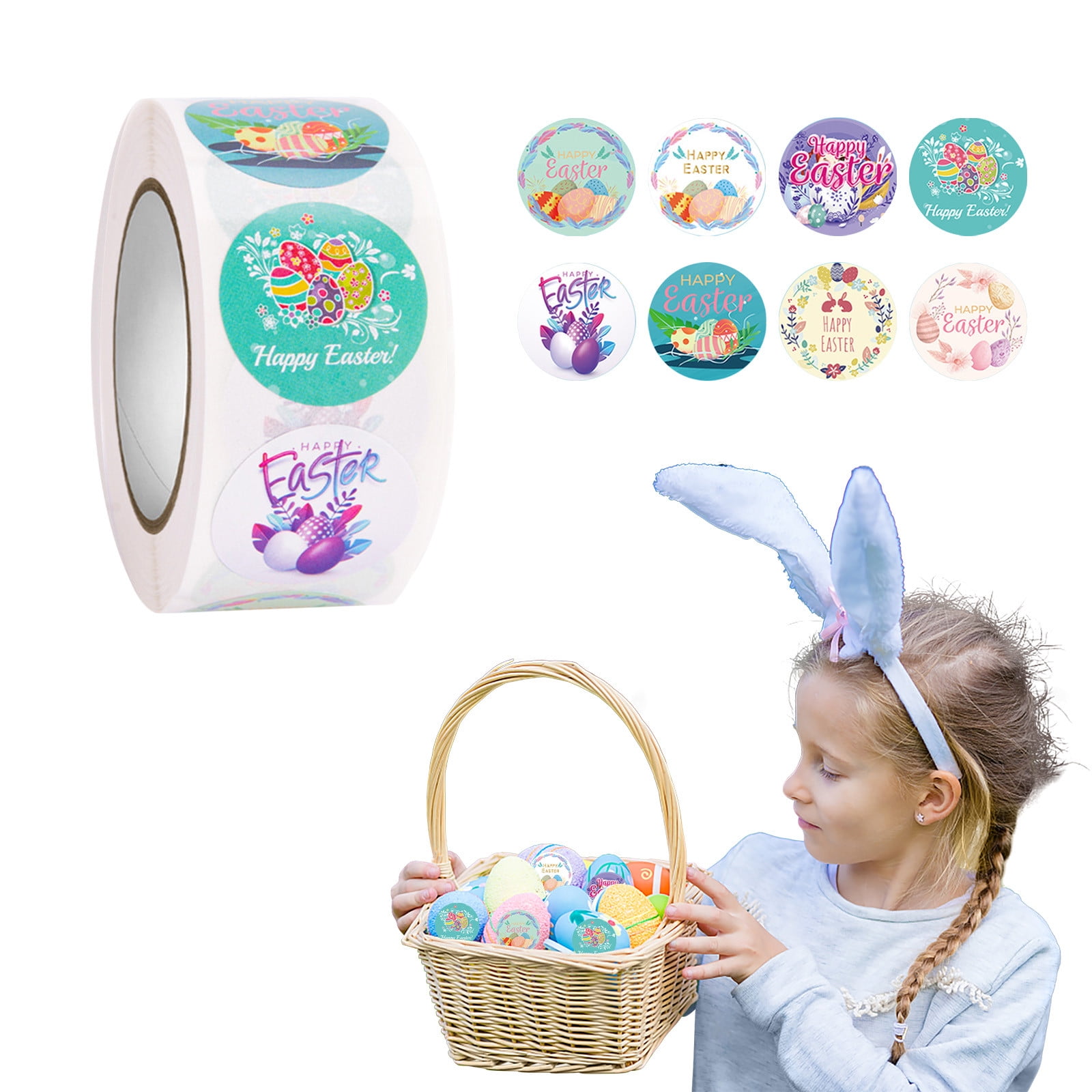 Todaioua 500 Pieces Easter Gift Tags Stickers,Self-Adhesive Bunny Egg ...