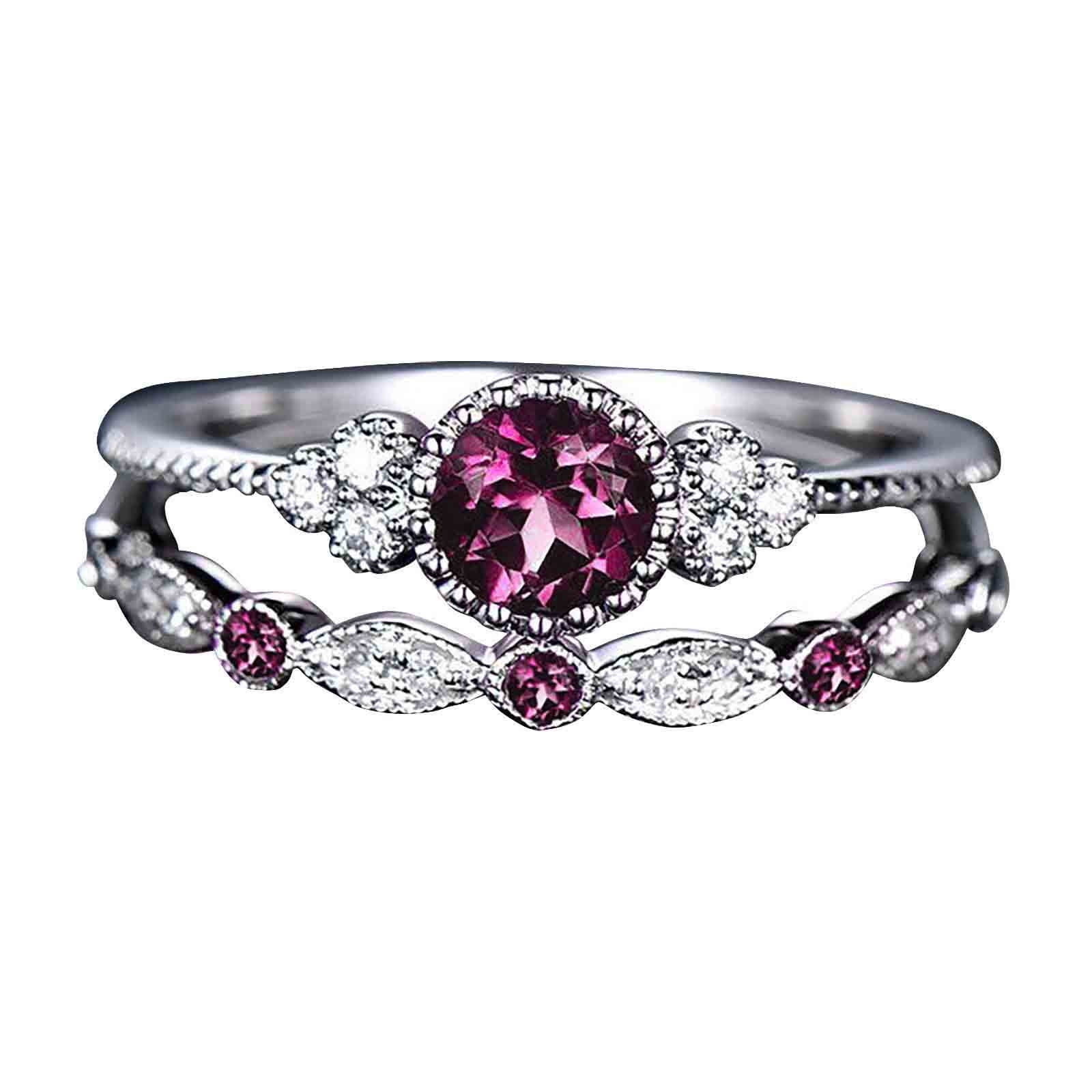 Todaioua Band Diamond Ring Stainless Steel Inlaid with Diamond to ...