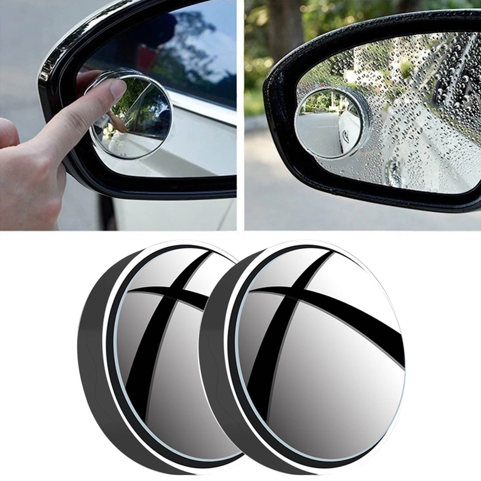 Quinlirra Car Mirror 2 Pack, Rear View Mirrors Frameless HD Glass 360 ...