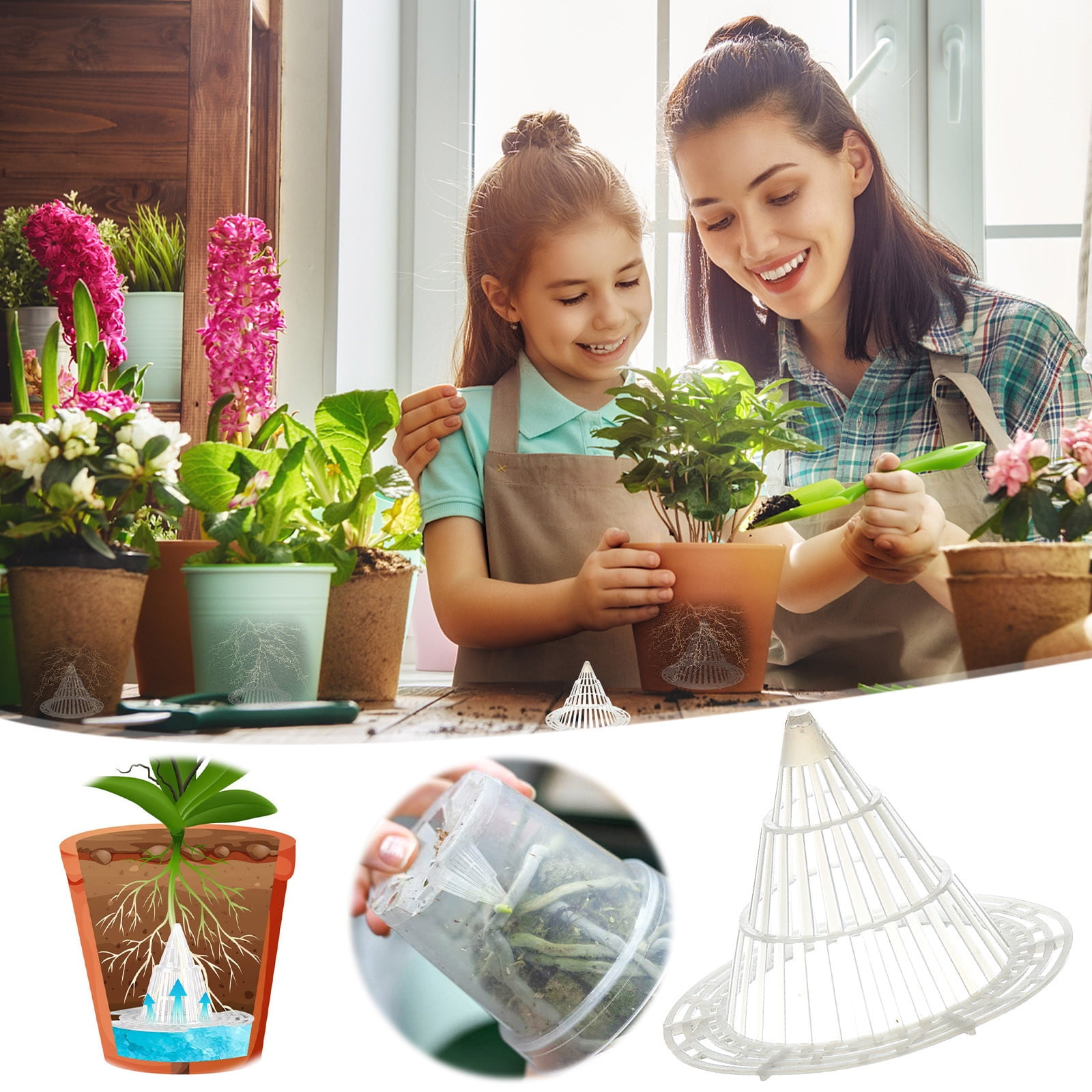 Todaioua 10 Pack Flower Pot Hole Mesh Pad Plastic Cone Bottom Grid ...