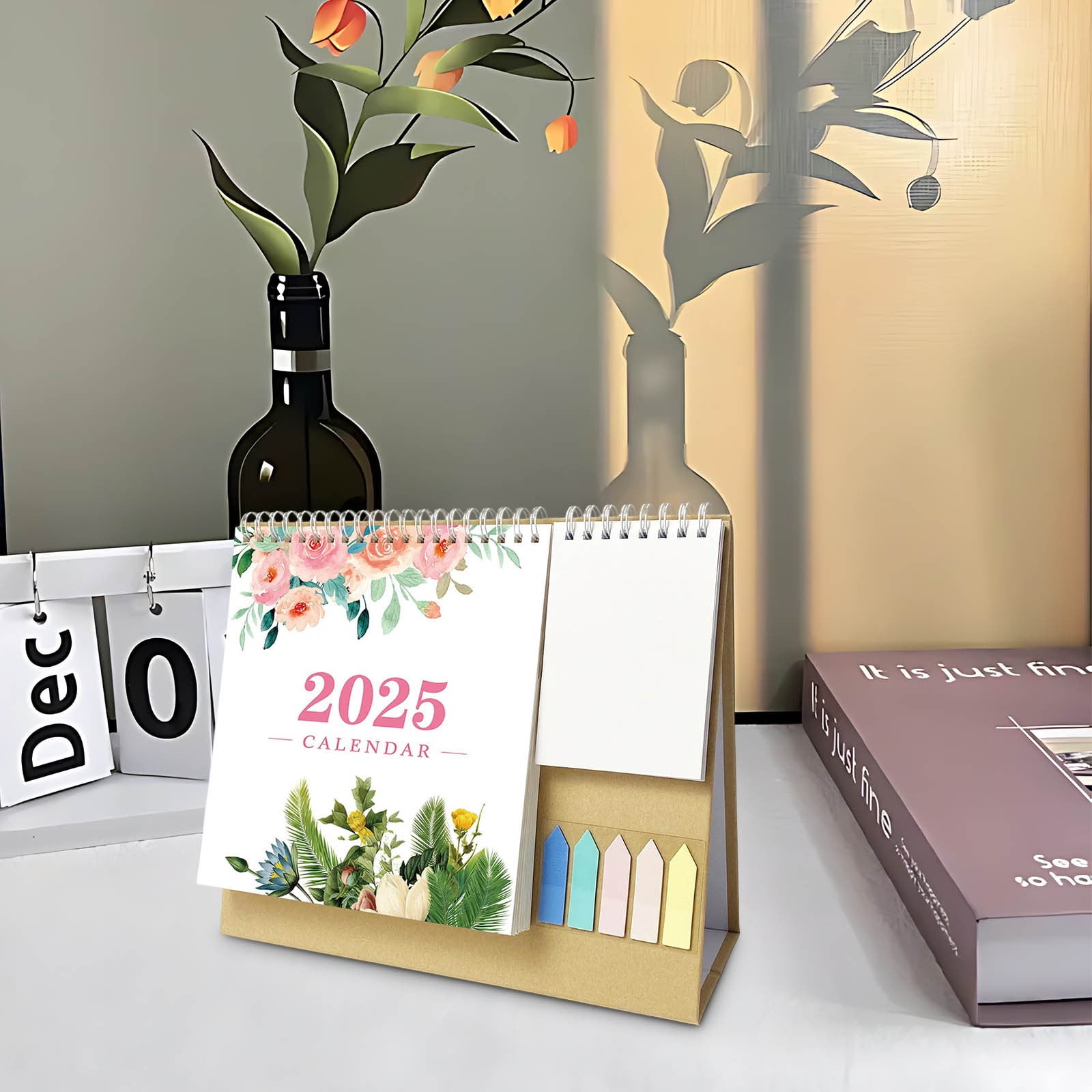 Quinlirra Clearance 2025 Desktop Calendar Office Clock Multi Functional ...