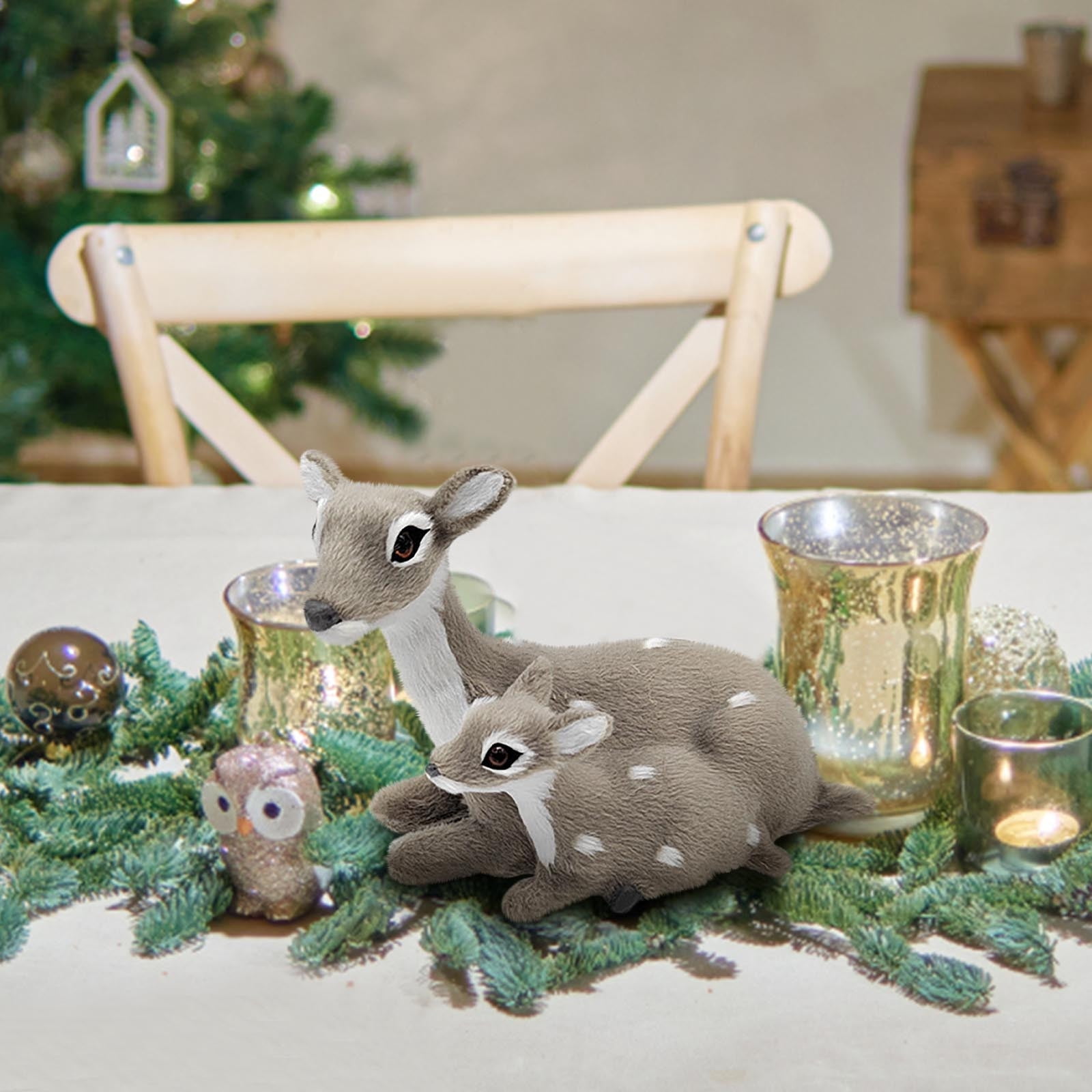 Quinlirra Deer Figurines Toy Realistic Deer Family Figurines Forest ...