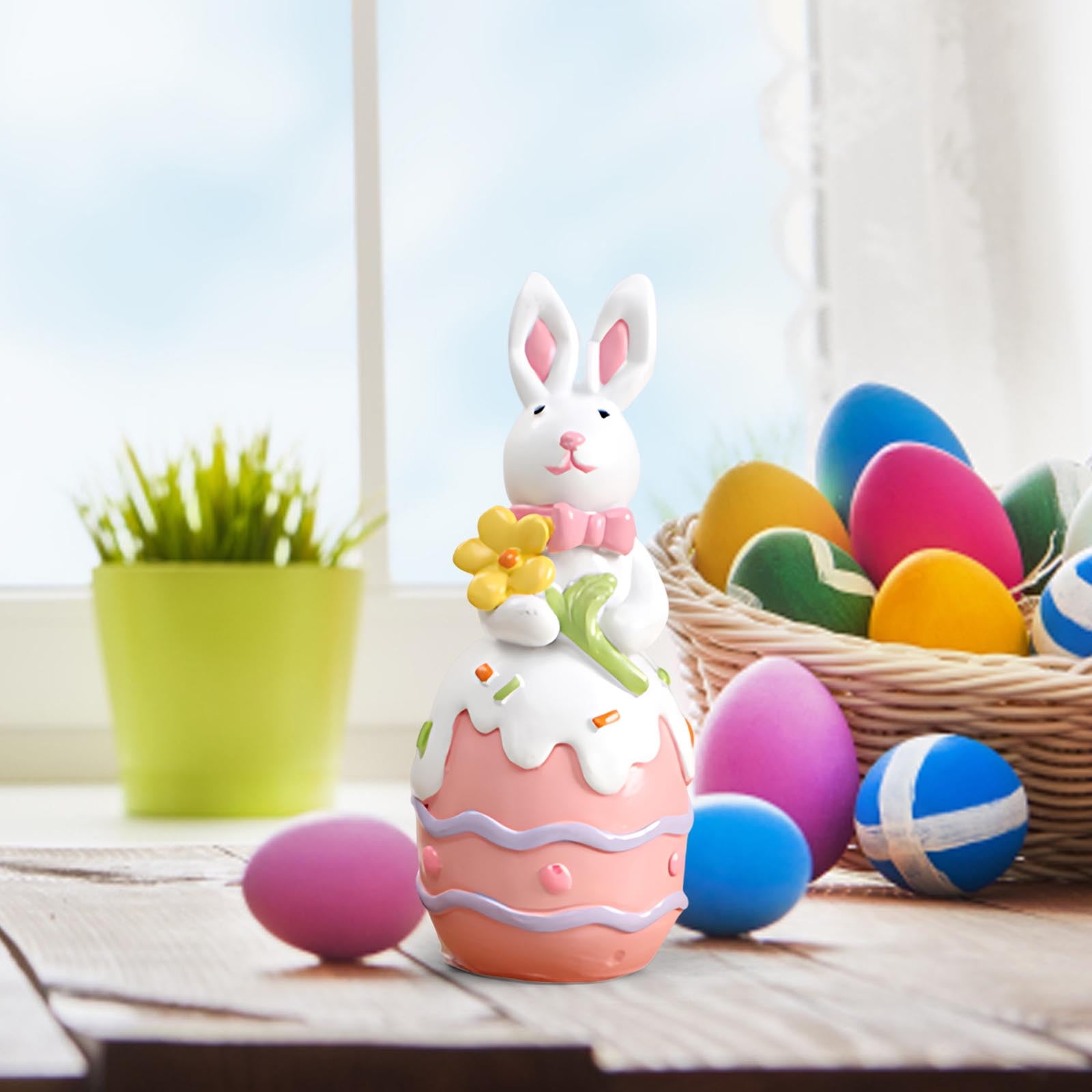 Todaioua Easter Bunny Resin Figurines for Living Room Decor, Foyer ...
