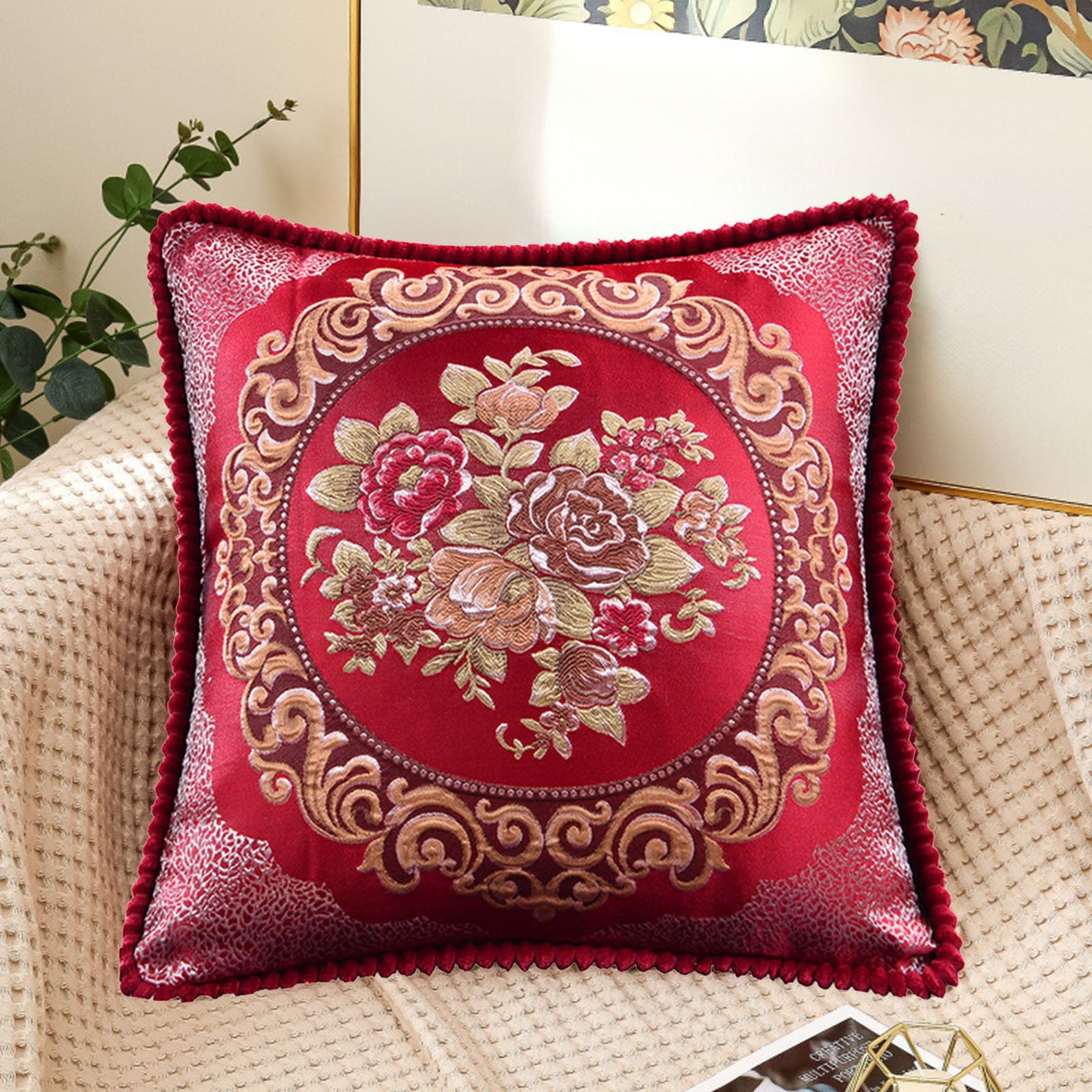 Todaioua European Embossed Flower Pillows – 19 Inch Sofa Cushions ...