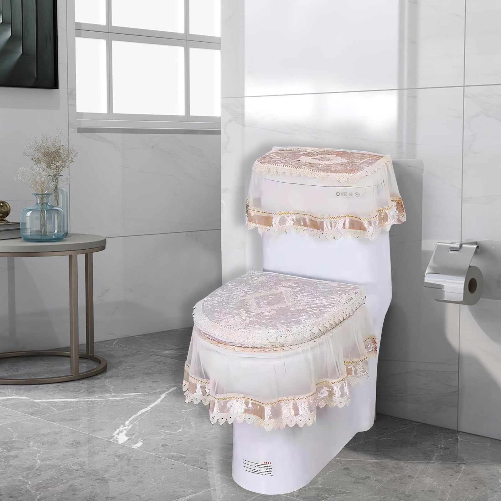 Todaioua European Lace Toilet Cover Set with Zipper, Decorative ...