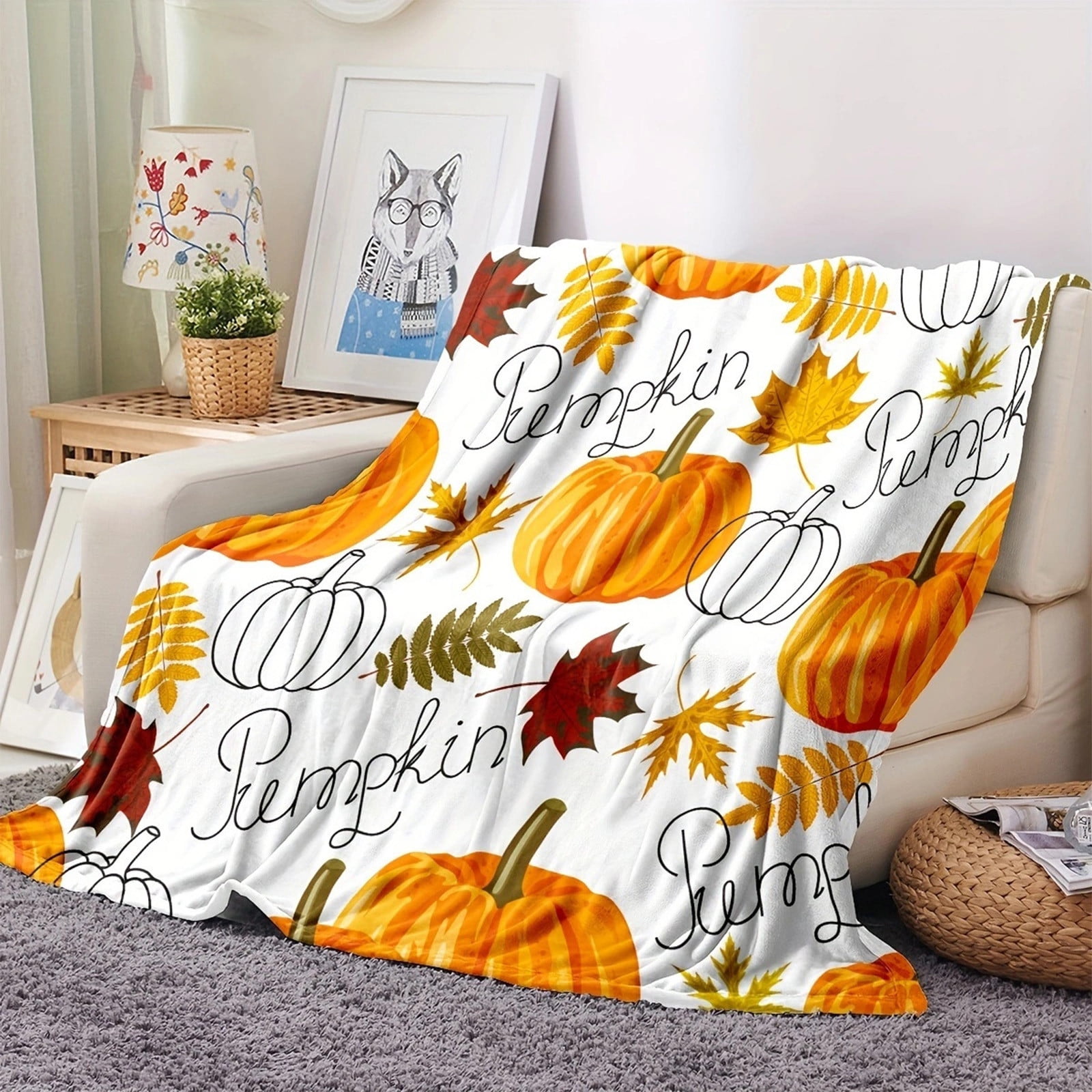 Todaioua Fall Pumpkin Blanket Soft Cozy Warm Pumpkin Autumn Throw ...
