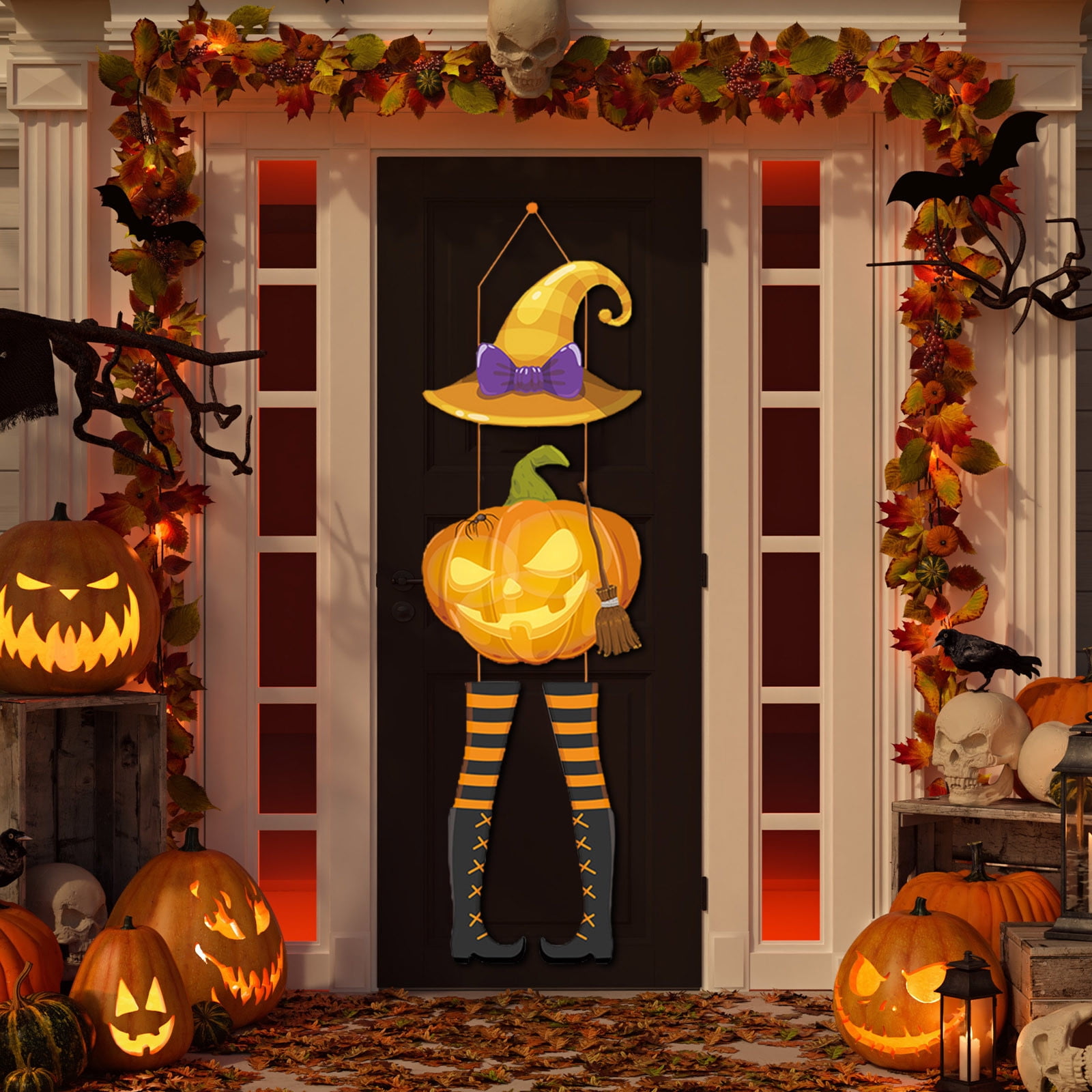 Halloween Door Sign, Happy Halloween Decoration Sign ,Spooky, Bat ...