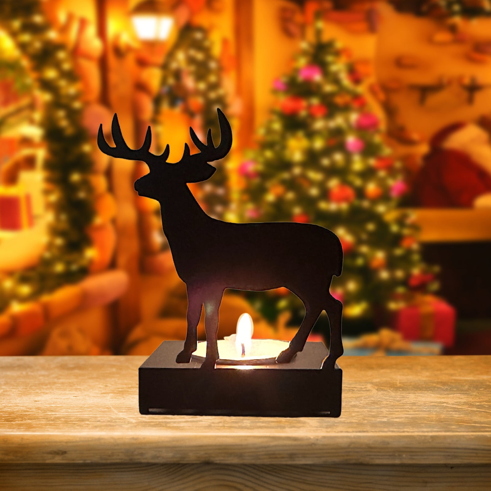 Metal Reindeer Tea Light Candle Holders, Christmas Table Decorations ...