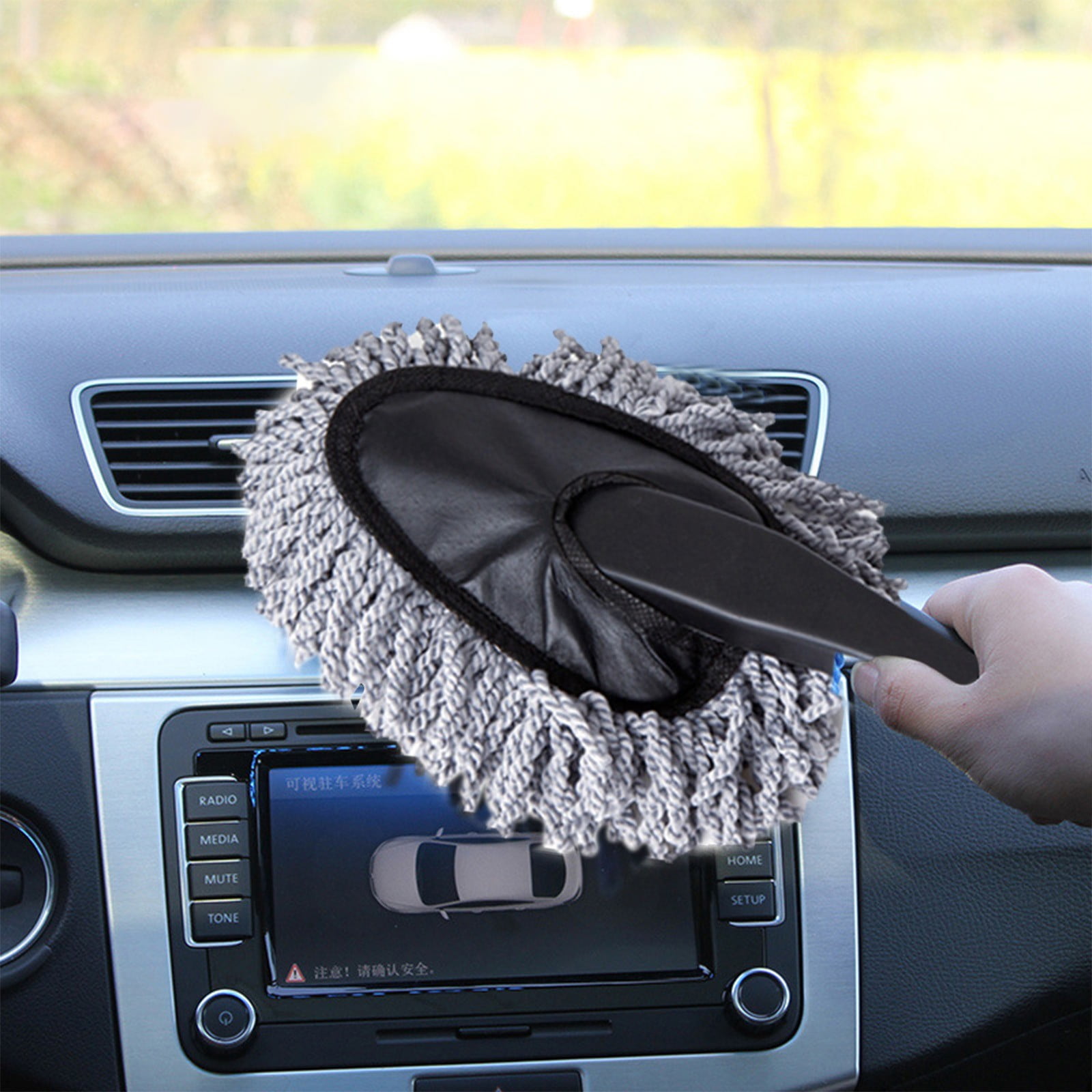 Quinlirra Microfiber Car Wash Brush with Long Handle Car Washing Mop ...
