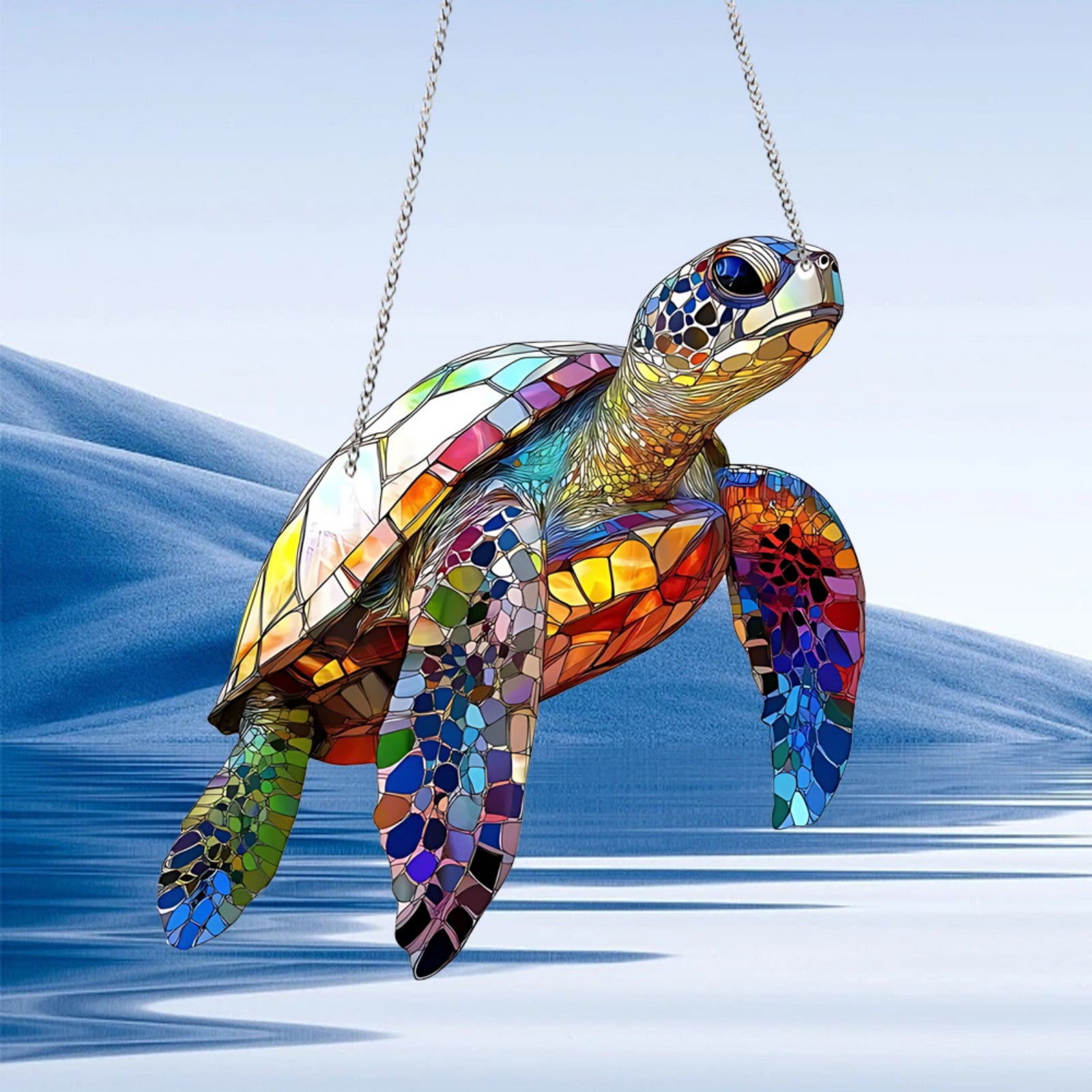 Todaioua Ocean Heart Turtle Pendant - Acrylic Gift Disc with Rope ...